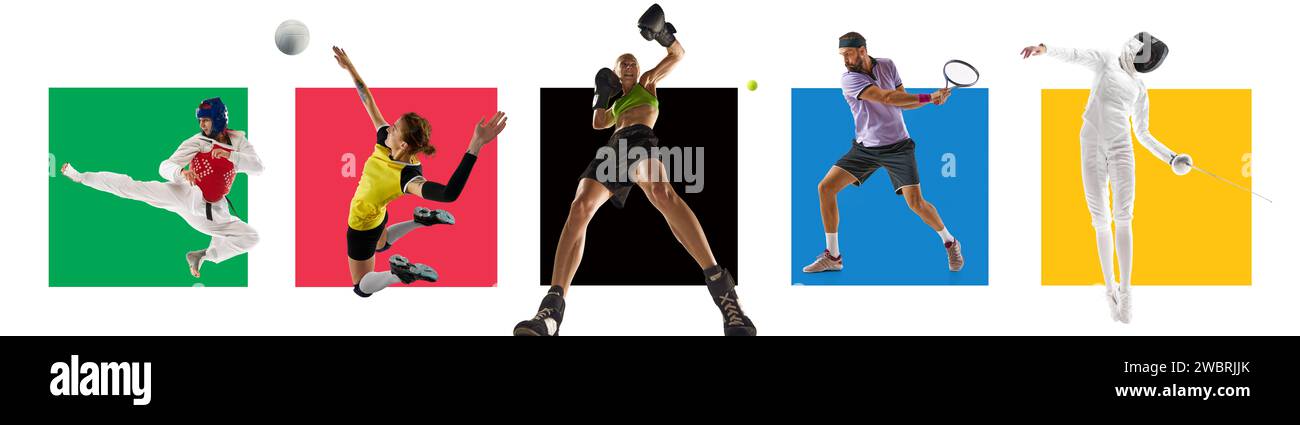 Sportive young people, athletes of various kind of sports in motion ...