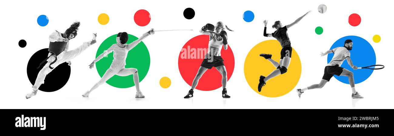 Collage made of different sportsmen of various sports in motion during ...