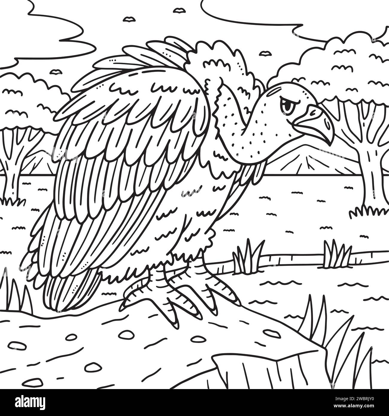 Vulture Bird Coloring Page for Kids Stock Vector Image & Art - Alamy