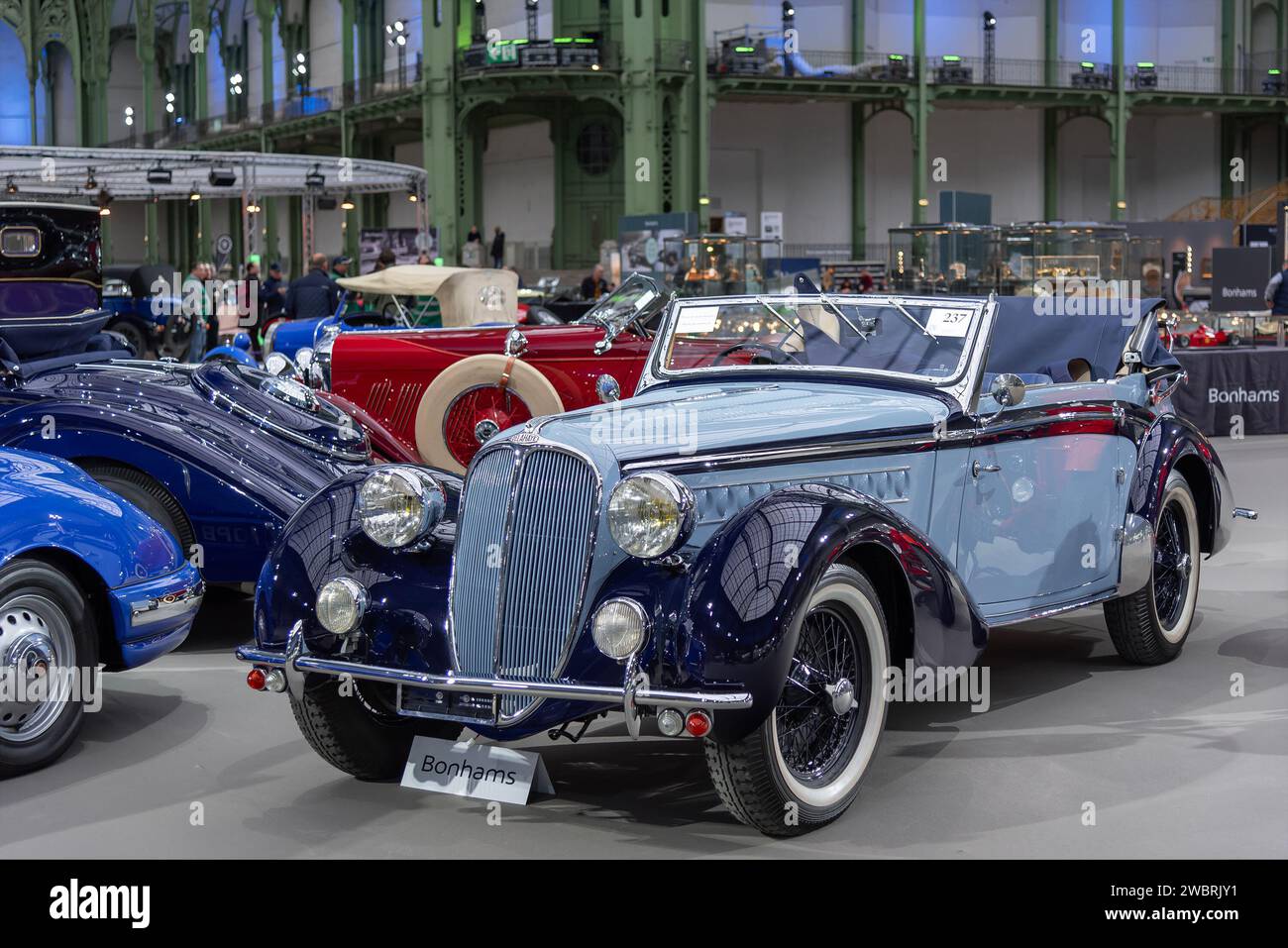 Bonhams 2020 sale at the Grand Palais in Paris. Focus on a light blue ...
