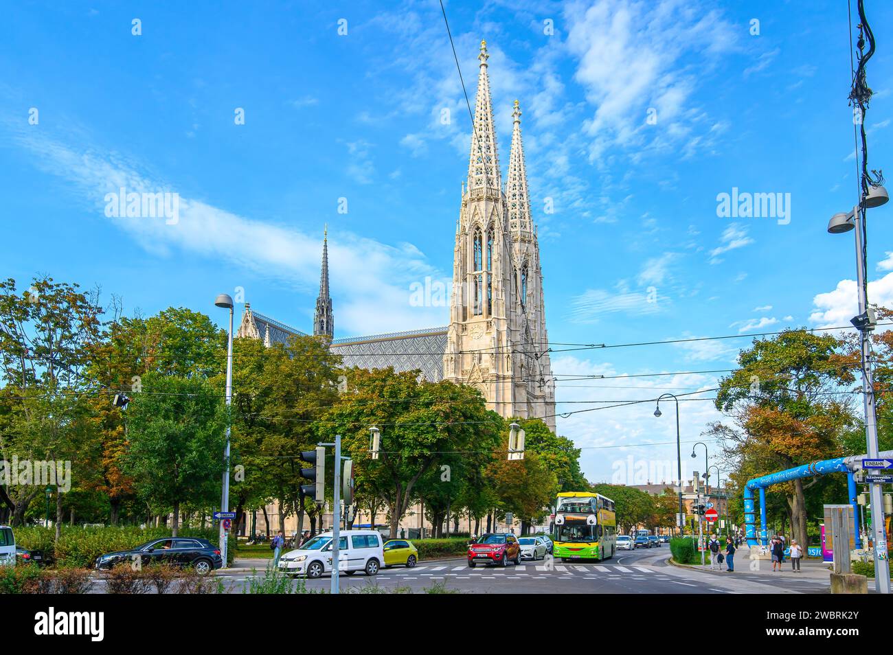 Votivkirche or Votive Church in Vienna, Austria. Famous Neo-Gothic ...