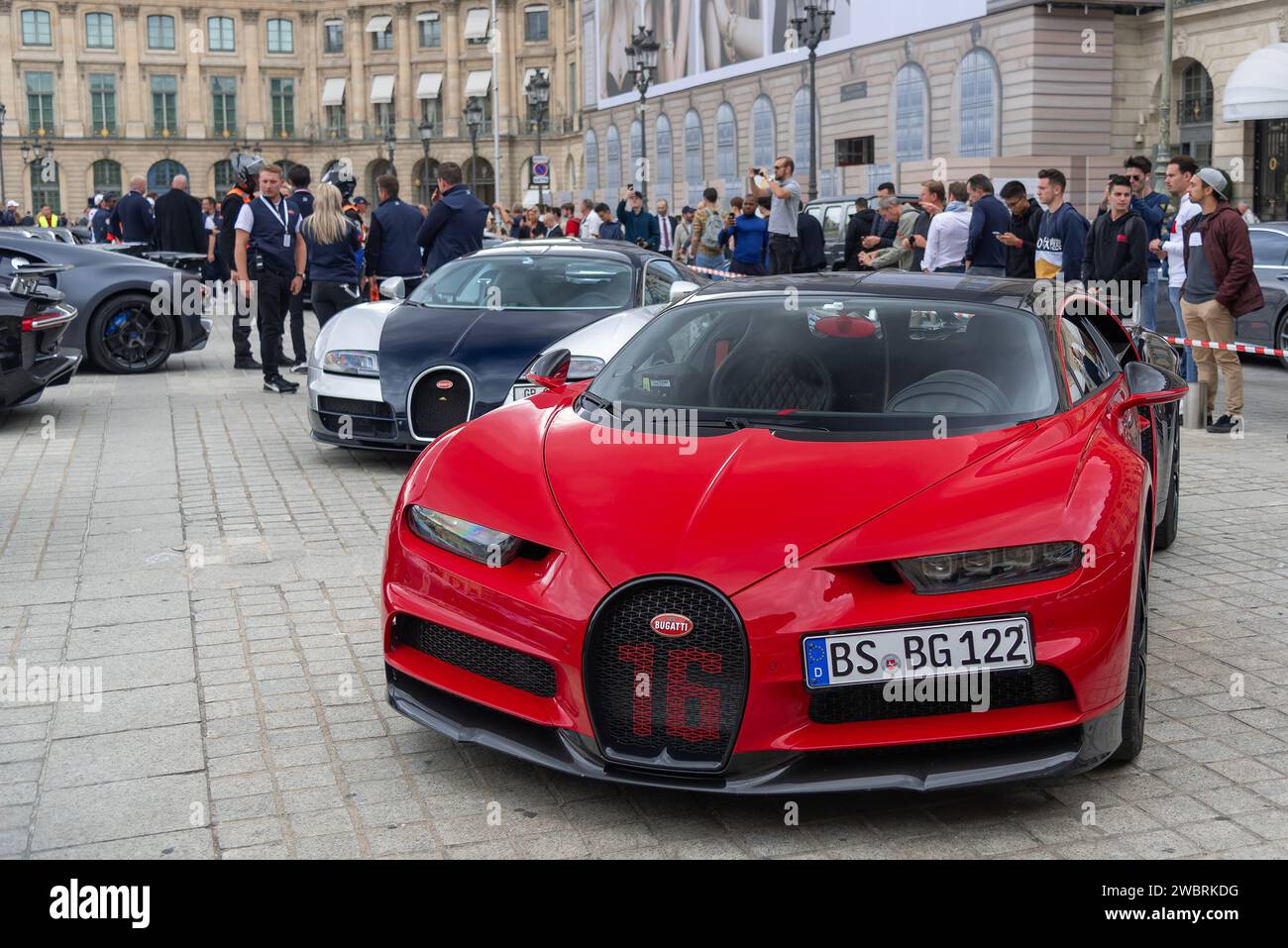 Paris, France - Grey Carbon and Italian Red Bugatti Chiron Sport parked ...