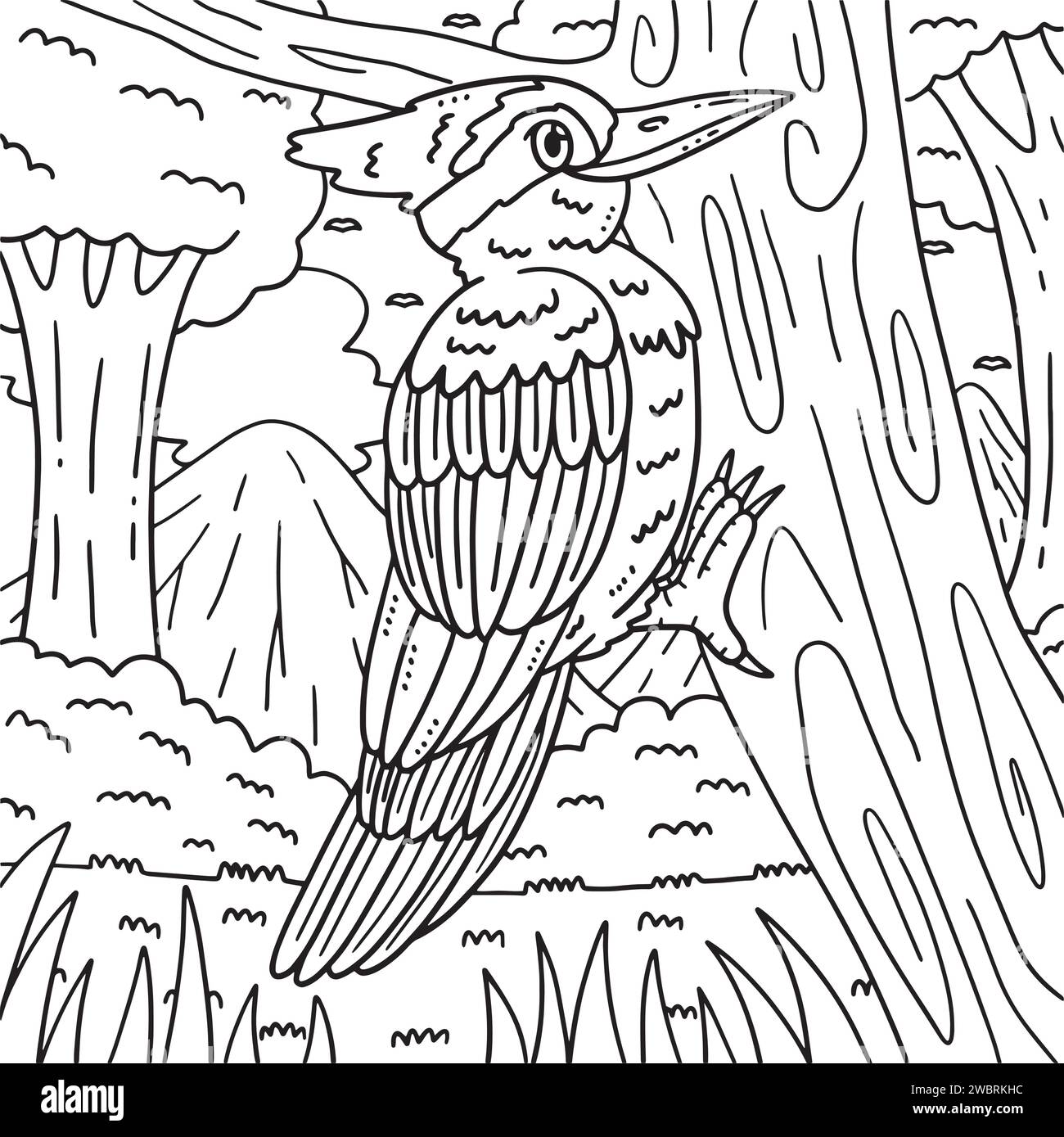 Woodpecker Bird Coloring Page for Kids Stock Vector Image & Art - Alamy
