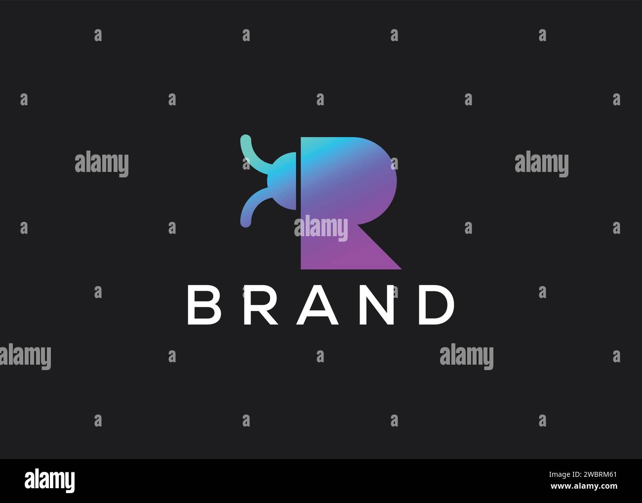 Letter R Bug icon vector monogram logo design template Stock Vector ...