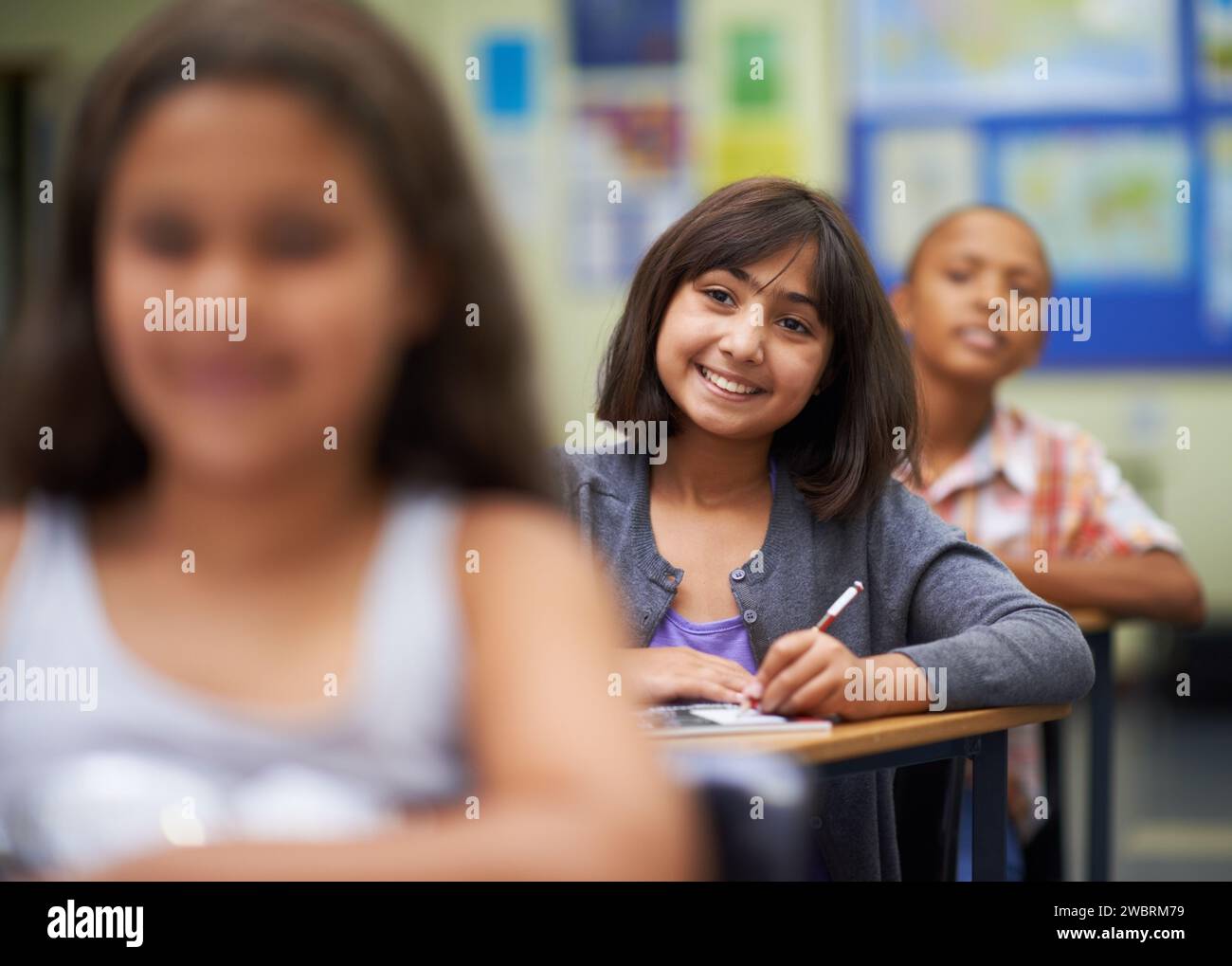 Students, classroom and writing for learning, primary school and ...