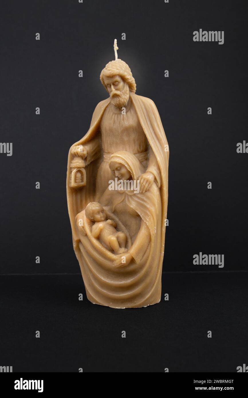 Natural wax candle in shape of Mother Mary holding the baby Jesus ...