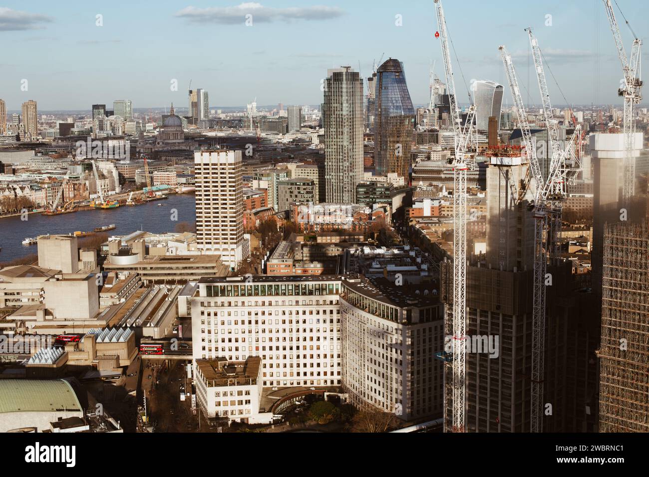 View of London from the London Eye, cityscape with the Thames ...
