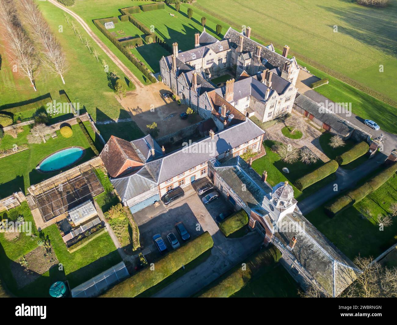aerial view of glynde place an elizabethan mansion house on the south ...