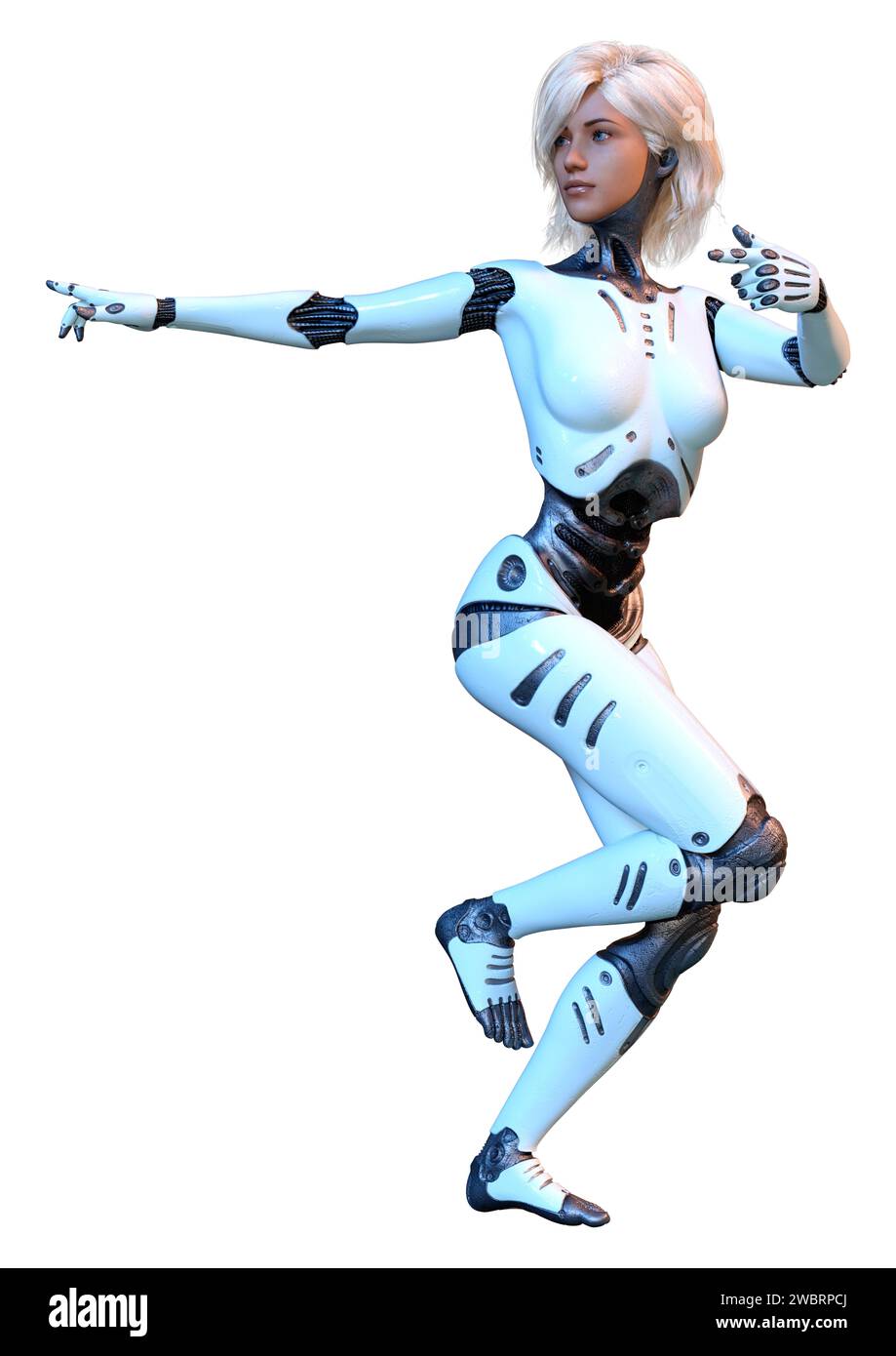 3D rendering of a female robot isolated on white background Stock Photo ...