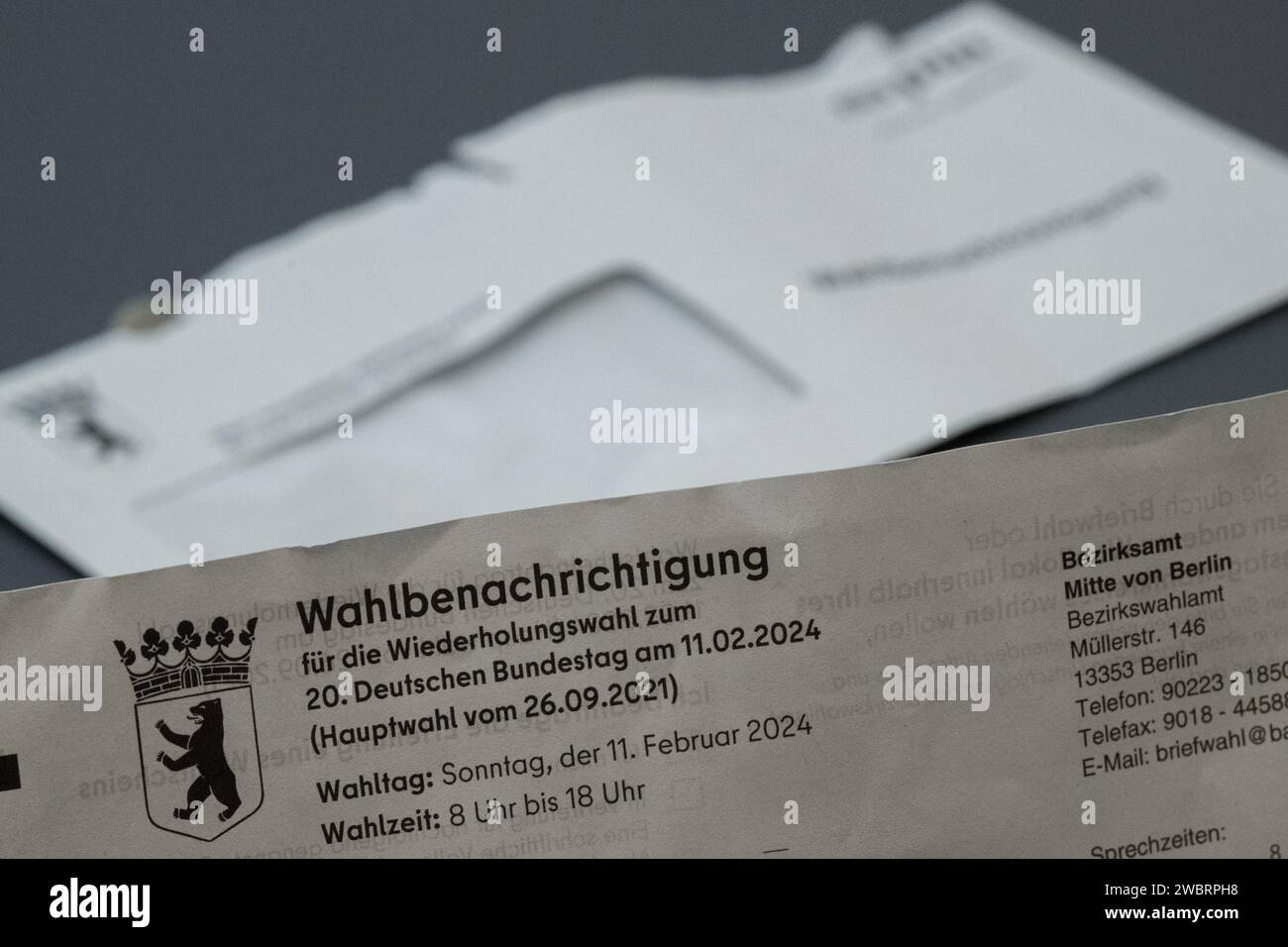 Berlin, Germany. 12th Jan, 2024. ILLUSTRATION - A polling card for the ...