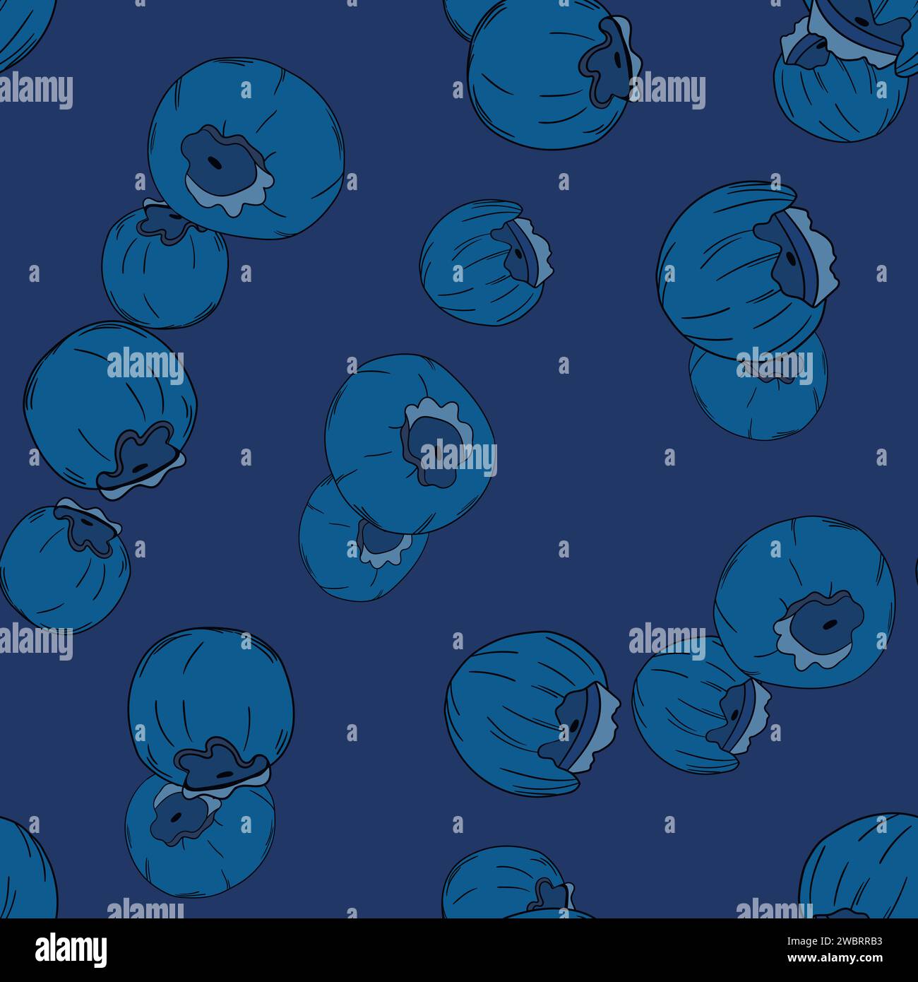 Seamless pattern with blueberry. Natural fresh ripe tasty blueberries ...