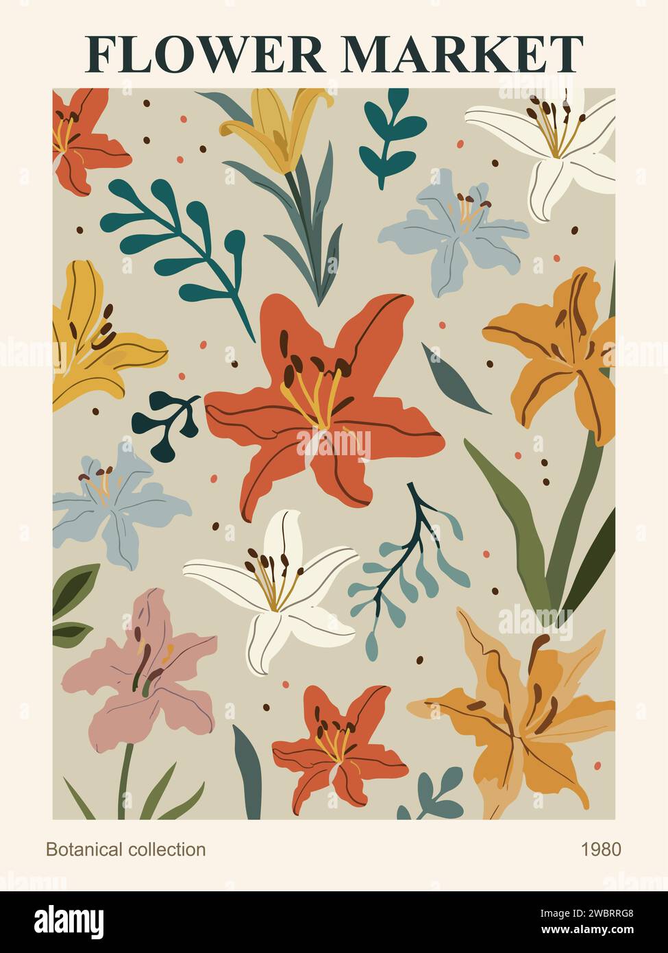 Abstract Flower Market poster vector art Stock Vector Image & Art - Alamy