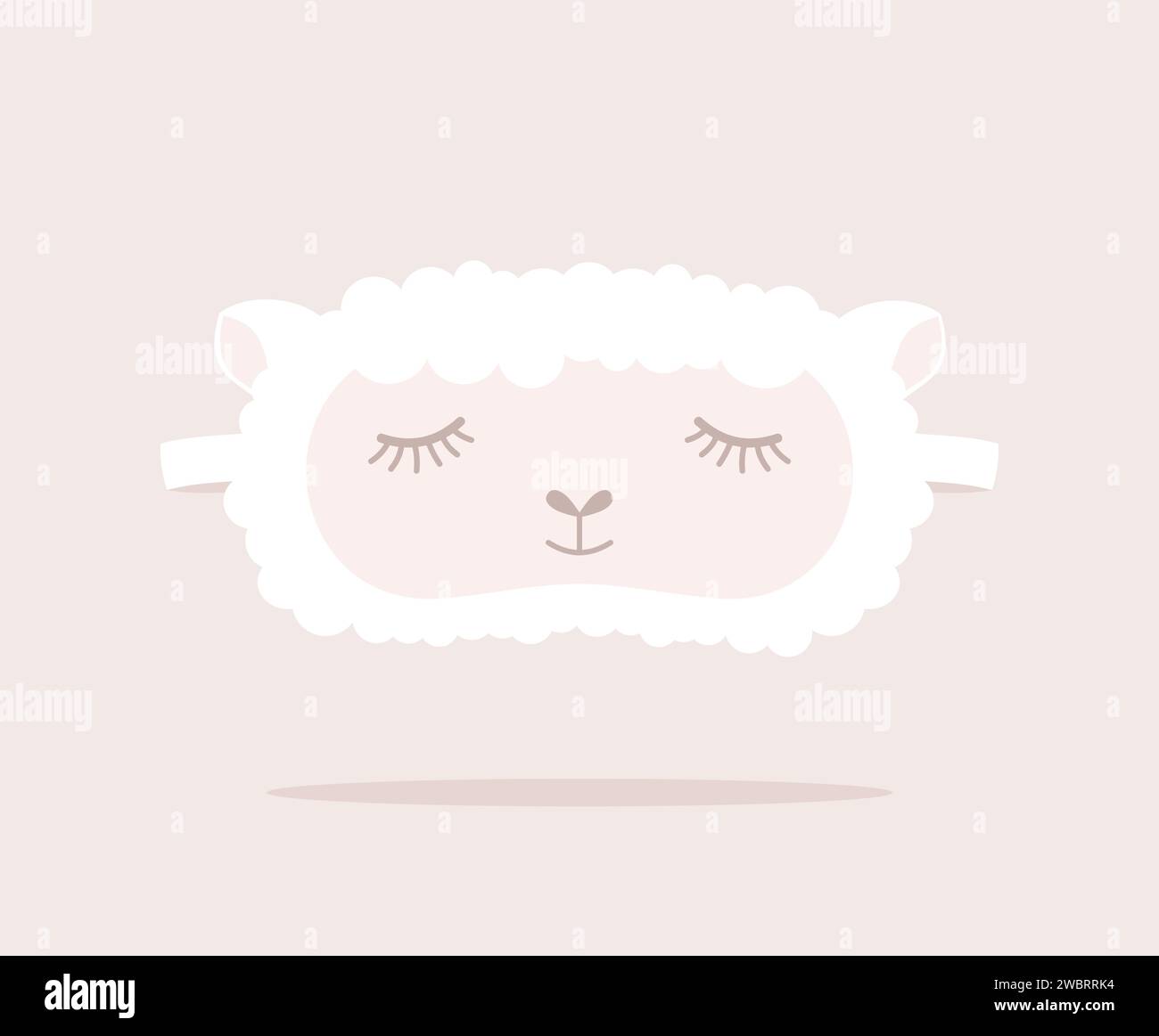 Cute sheep sleeping mask on beige background. Flat vector illustration ...