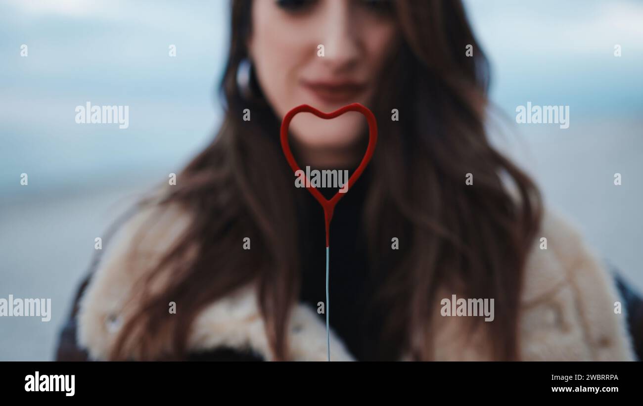 Festive woman in red holiday hi-res stock photography and images - Alamy