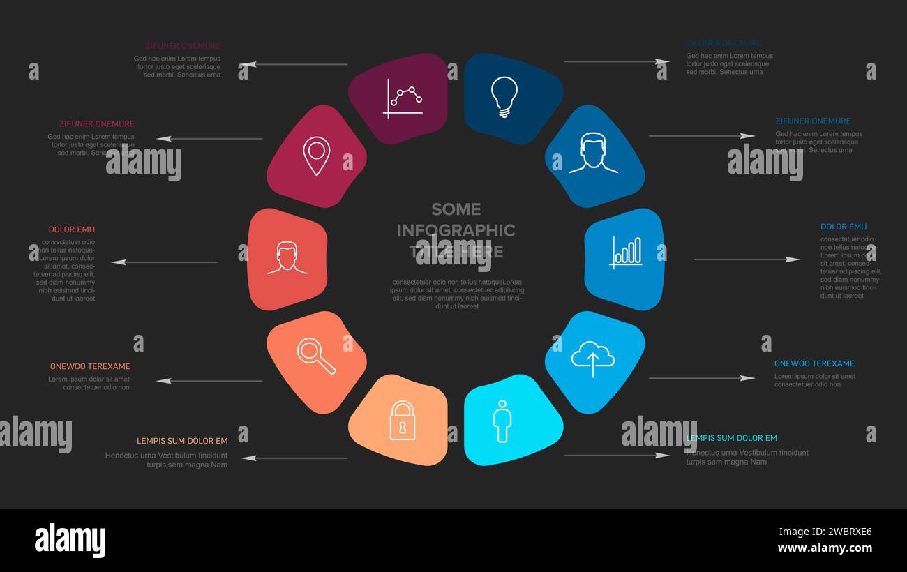 Ten blue and red icon elements in circle design multipurpose cycle ...