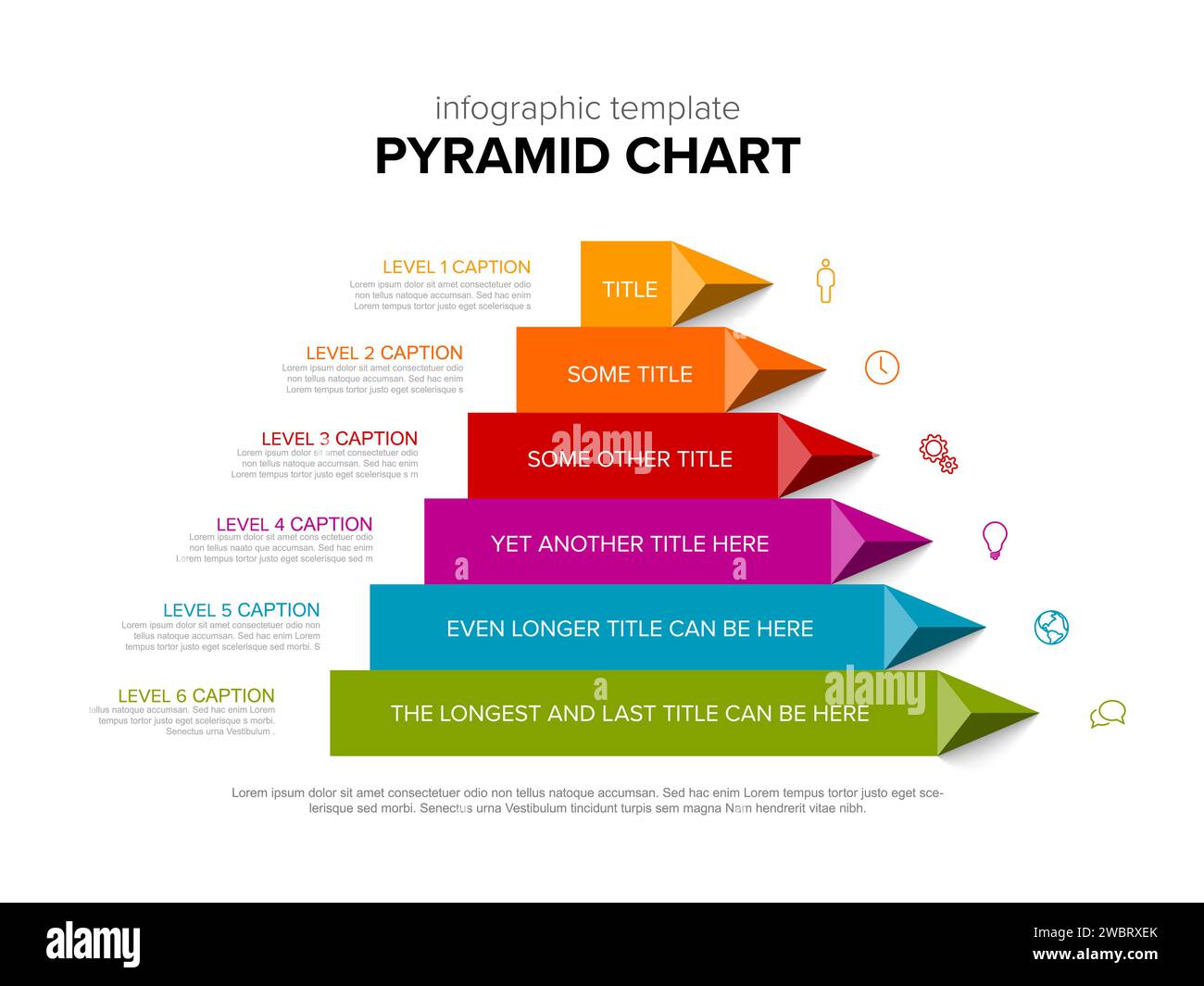Vector Infographic stipe layers template with six levels - color ...
