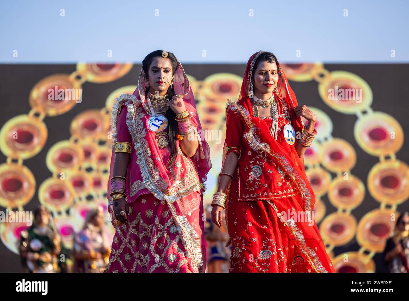 Portrait of young beautiful indian female in ethnic rajasthani dress ...