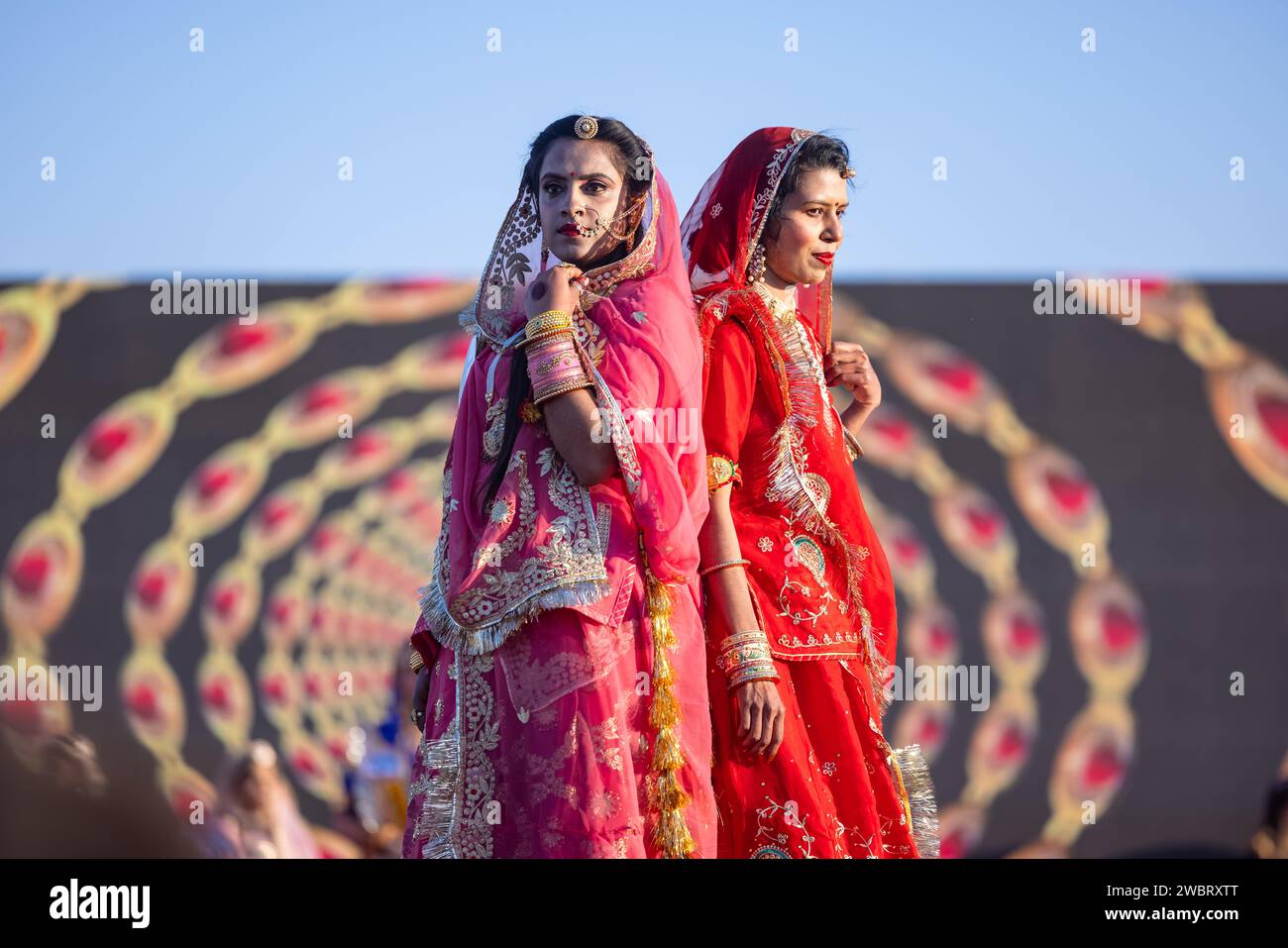 Portrait of young beautiful indian female in ethnic rajasthani dress ...