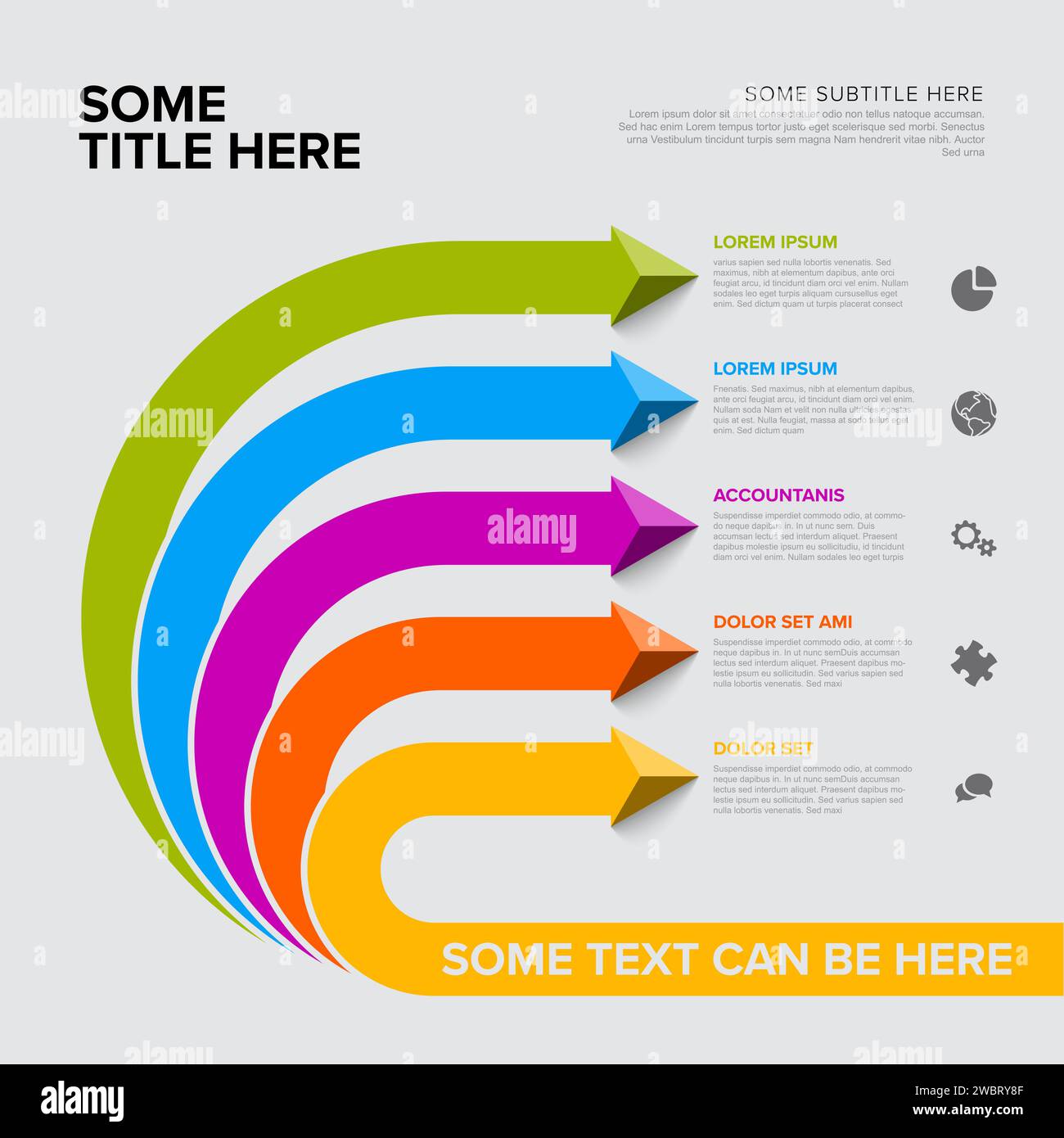 Vector light multipurpose Infographic template with title and five ... Vector light multipurpose Infographic template with title and five ...