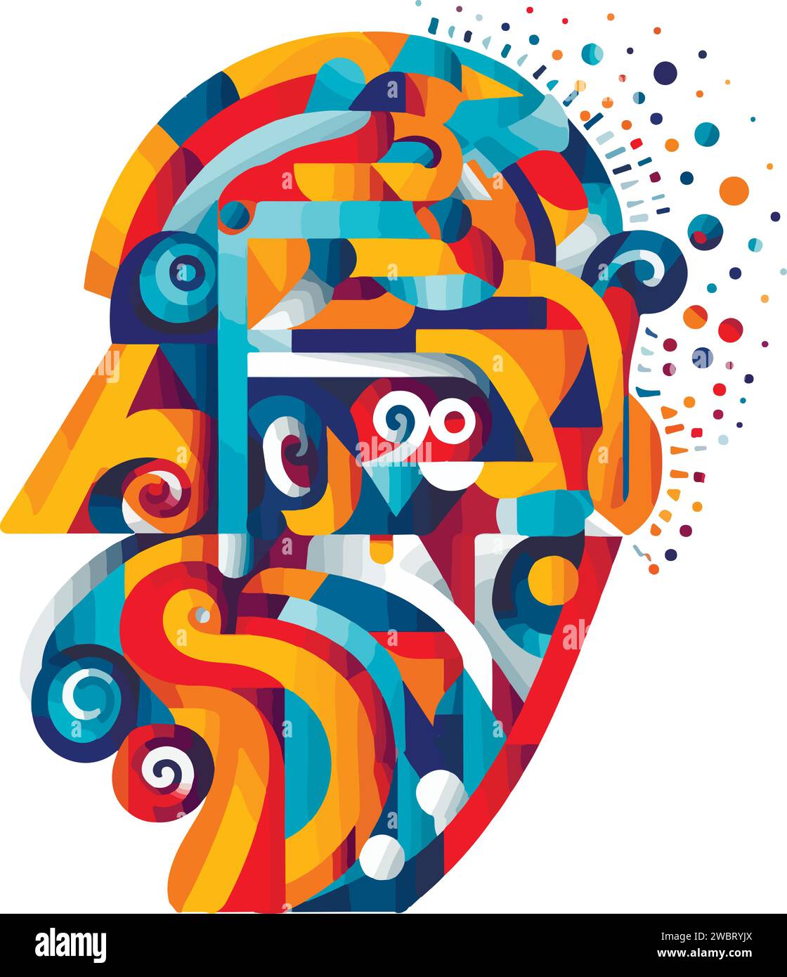 Vector ornamental ancient man head illustration. Abstract historical ...