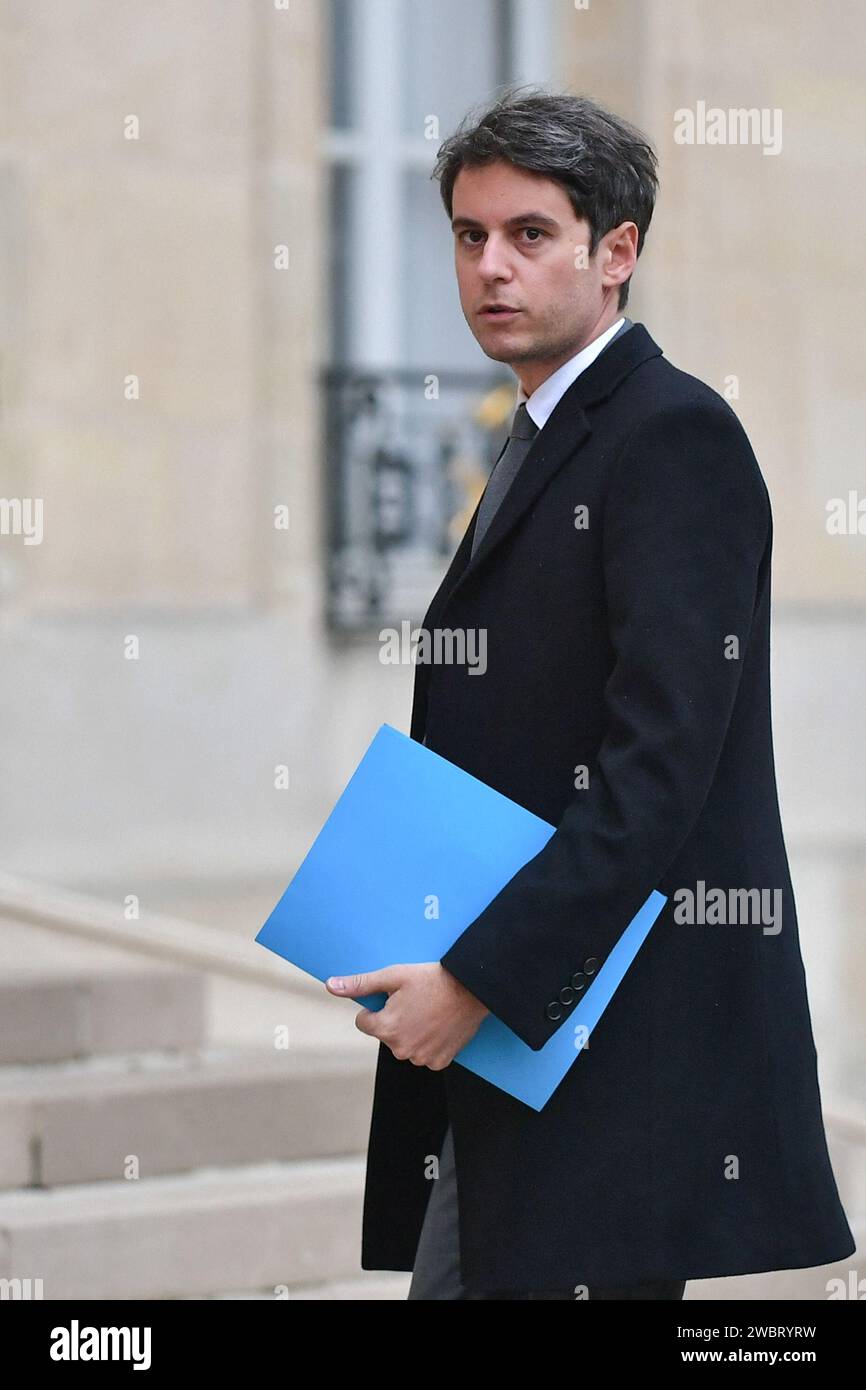 Paris, France. 12th Jan, 2024. French Prime Minister Gabriel Attal ...