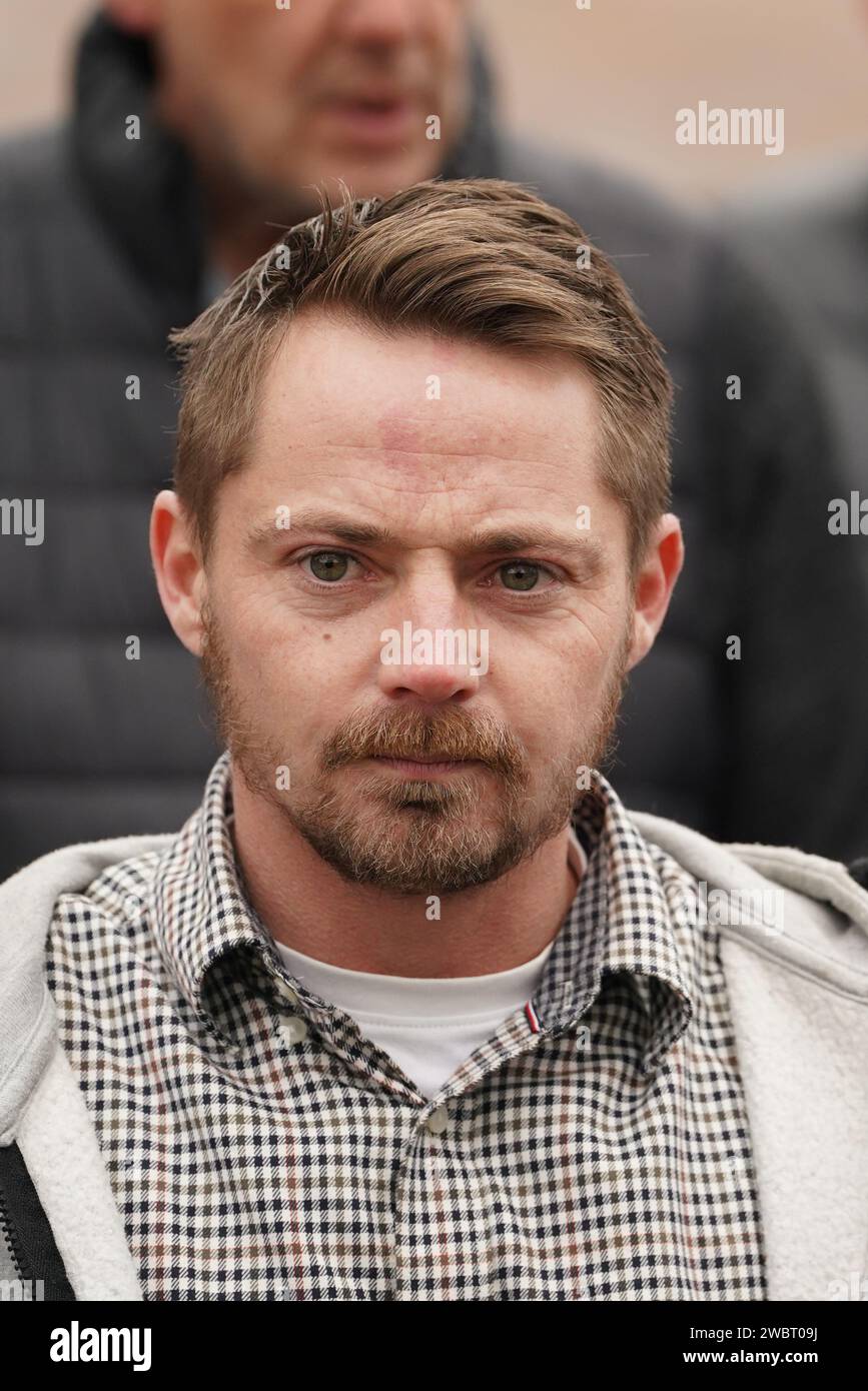 Sam Phillips, the father of Alfie Phillips, speaking to the media ...