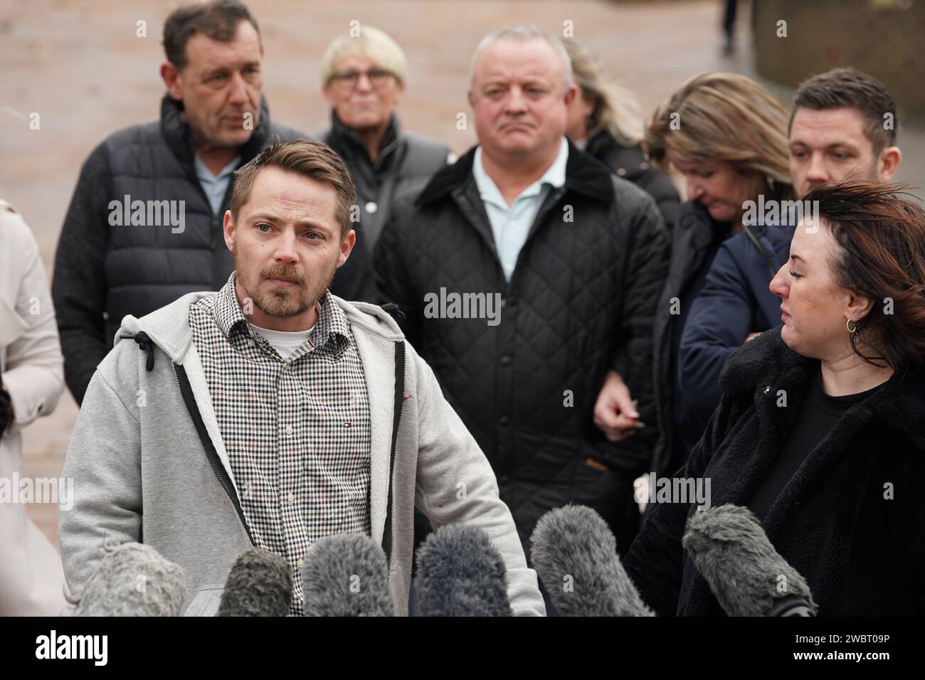 Sam Phillips, the father of Alfie Phillips, speaking to the media ...