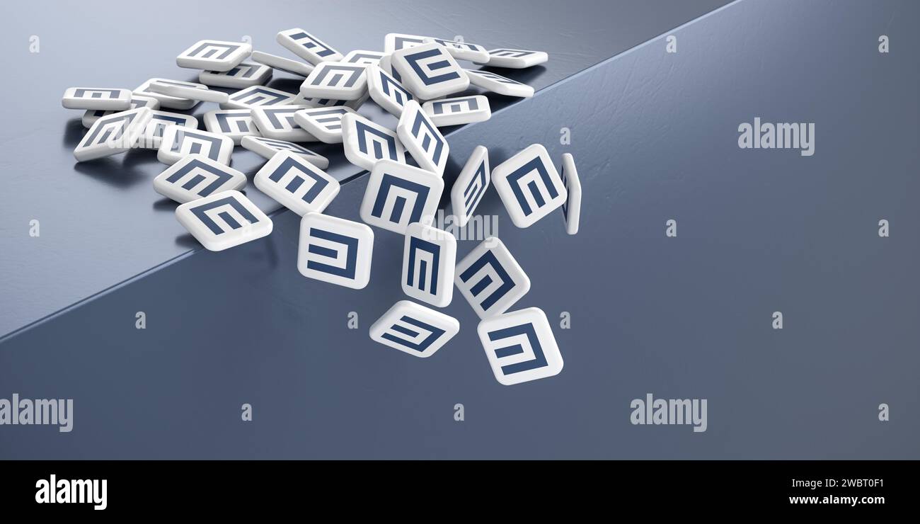 Concept: The insolvency of Signa Holding. Logos of Signa falling over ...