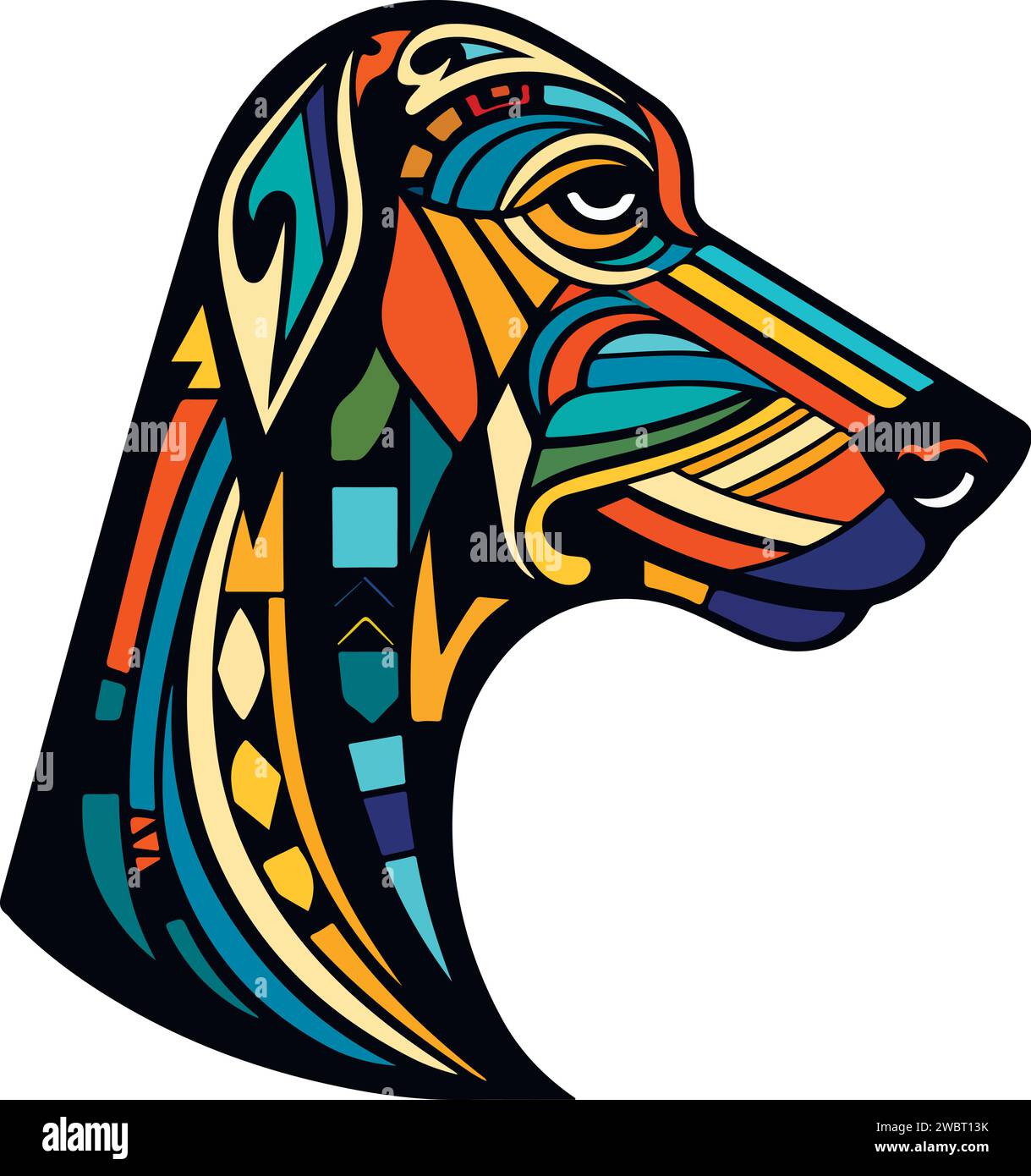 Vector ornamental ancient wolf, dog head illustration. Abstract ...