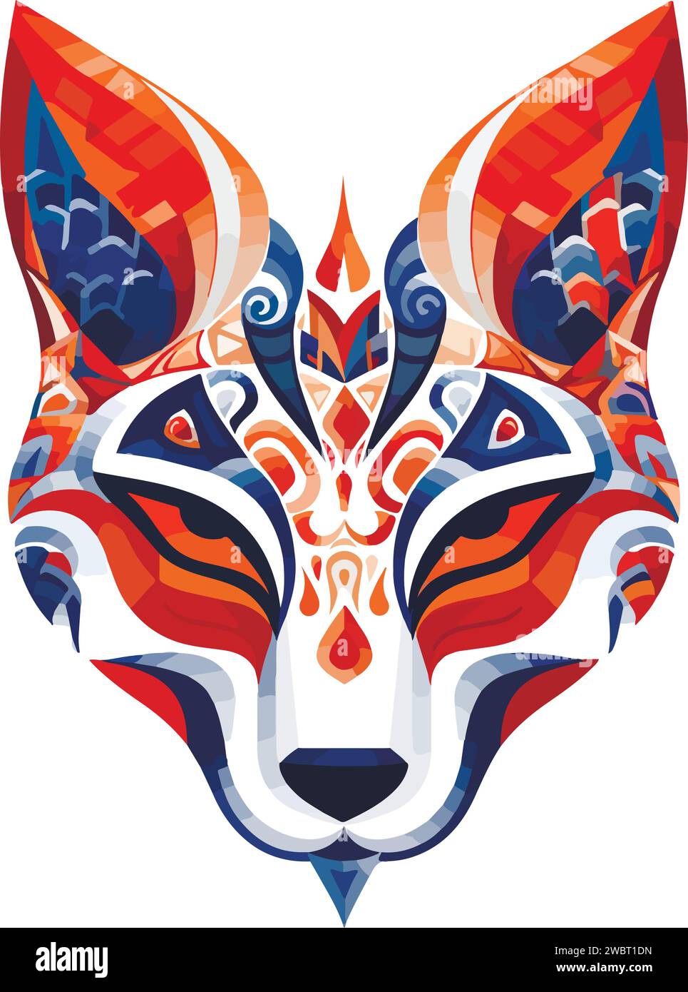 Vector ornamental ancient fox head illustration. Abstract historical ...