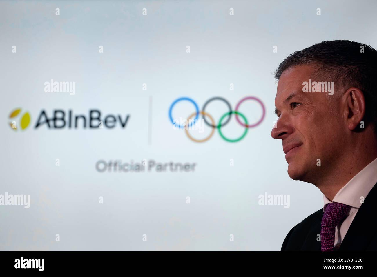 Anheuser-Busch InBev CEO Michel Doukeris speaks during an interview in ...