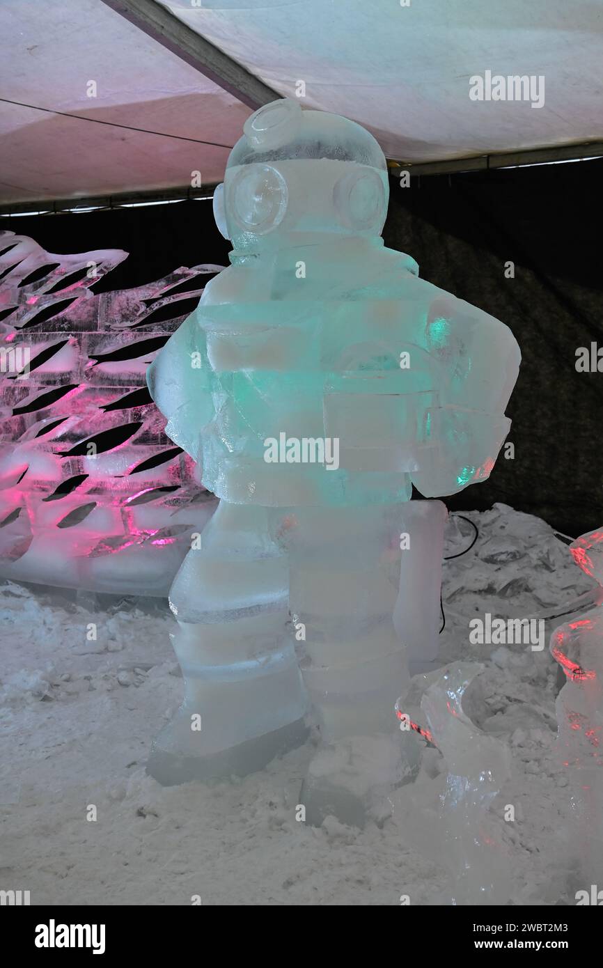 Prostredni Becva, Czech Republic. 12th Jan, 2024. Ice Sculpture carving ...