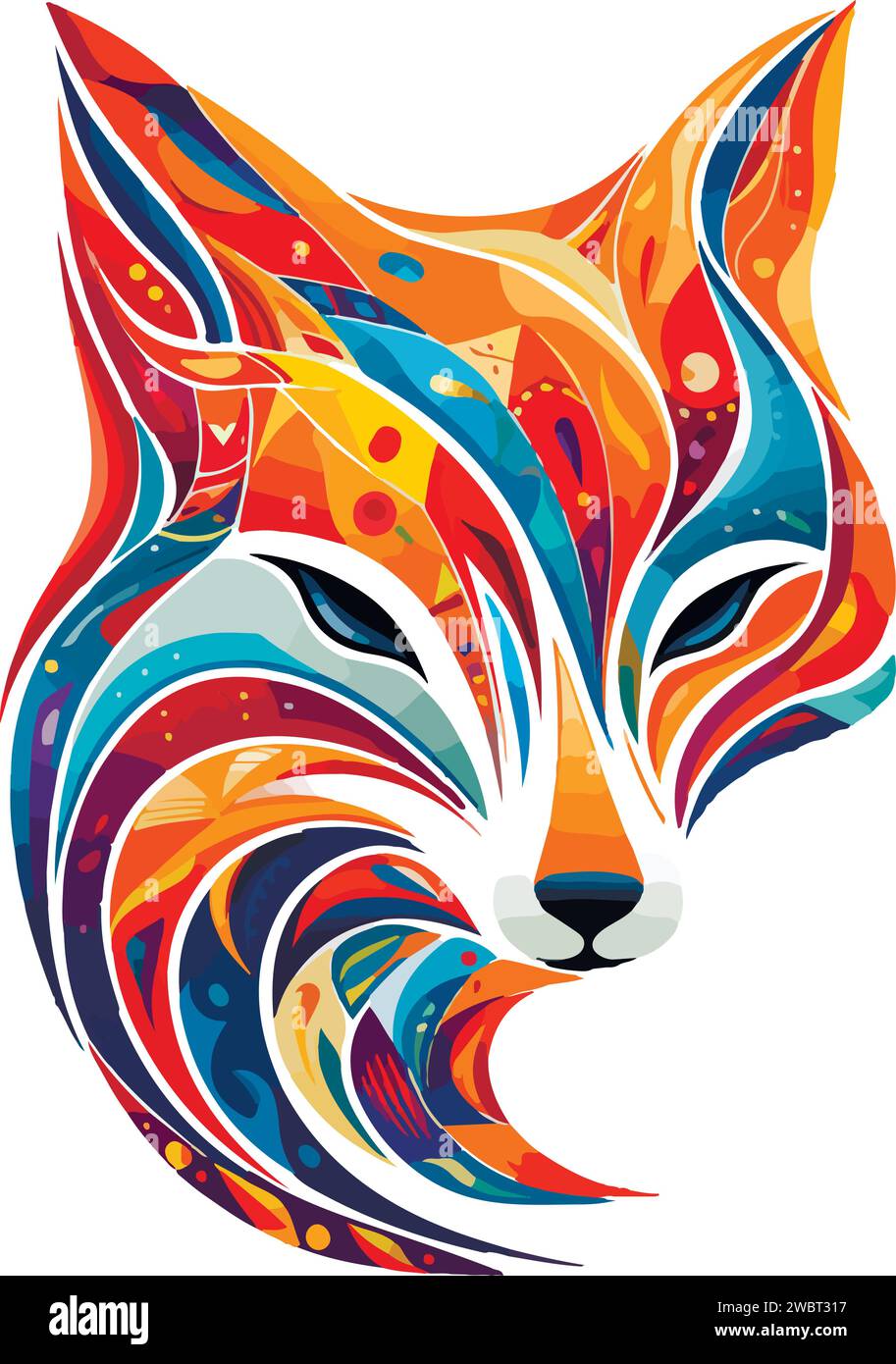 Vector ornamental ancient fox head illustration. Abstract historical ...