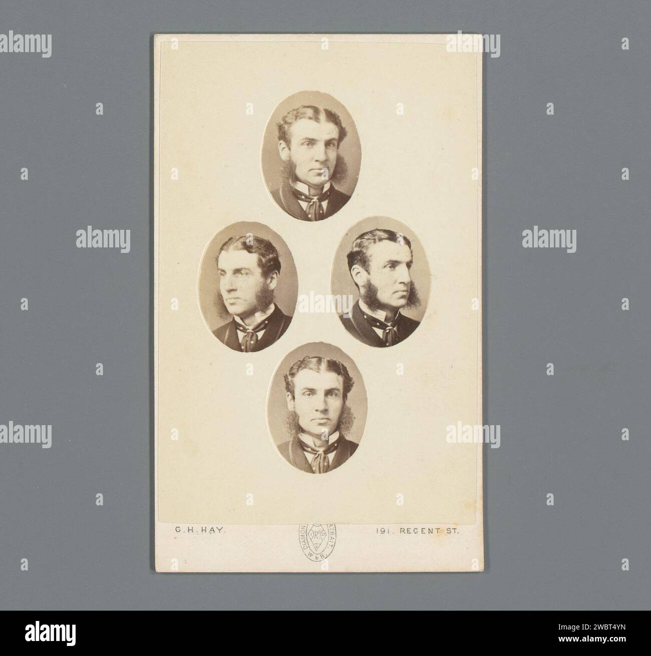 Four portraits of an unknown man with bakkebaarden (cameo), George ...