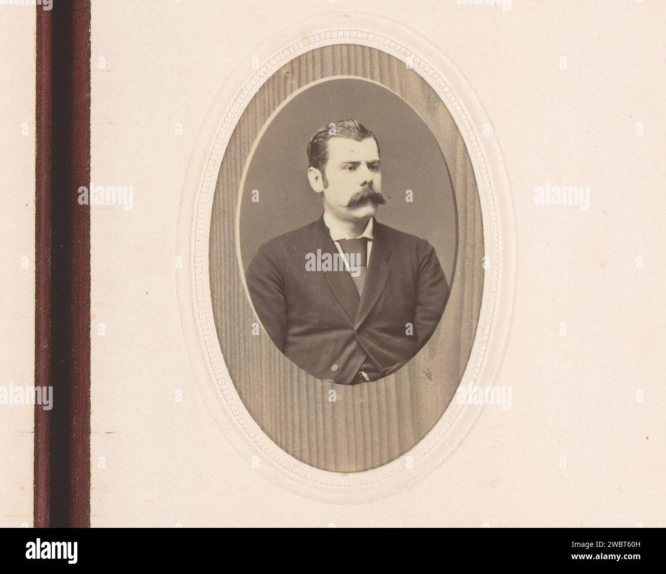 Portrait of a man with mustache with background with wood structure ...