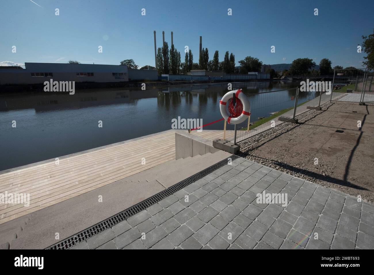 life belt with warning sign on risks and hazards in seafaring and ...