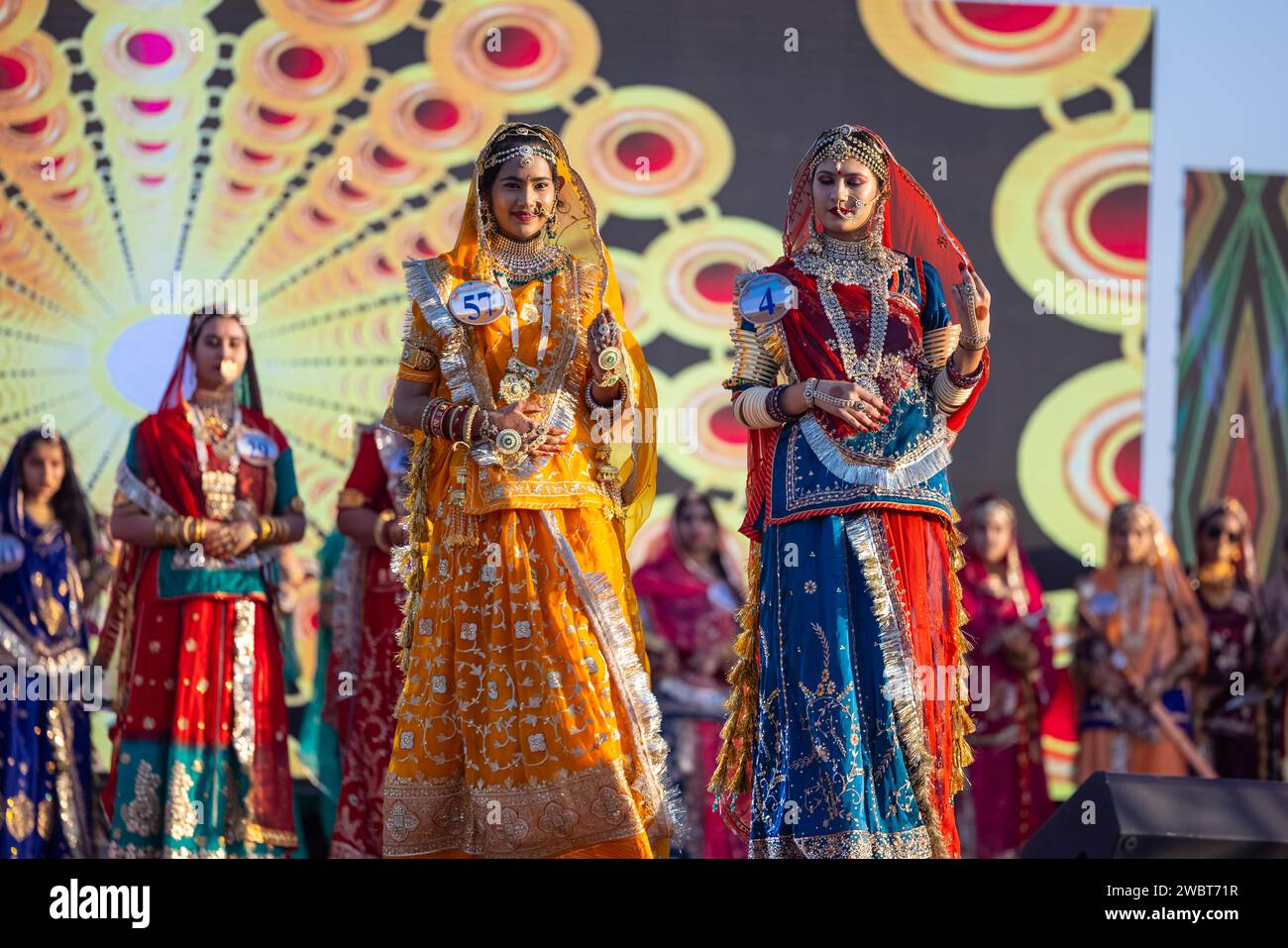 Portrait of young beautiful indian female in ethnic rajasthani dress ...