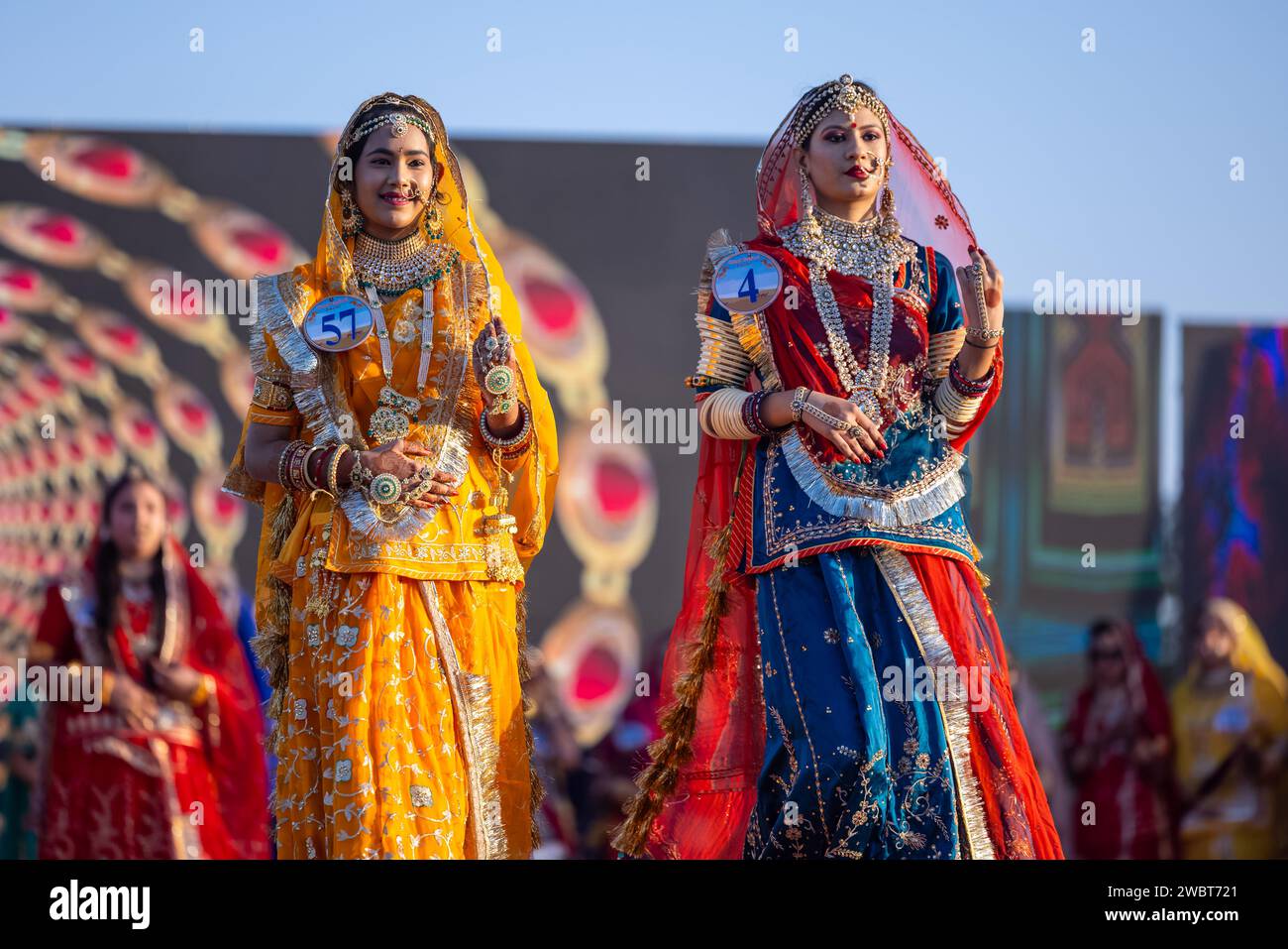 Portrait of young beautiful indian female in ethnic rajasthani dress ...