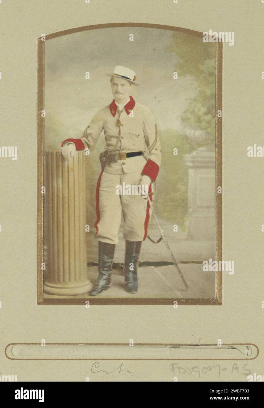 Portrait of a (presumably) Cuban soldier, standing, A.A. Cohner, 1870 ...