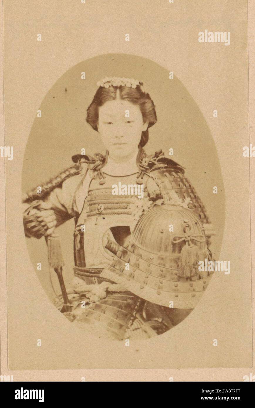 Portrait of an unknown Japanese woman in samurai harnas, Anonymous ...