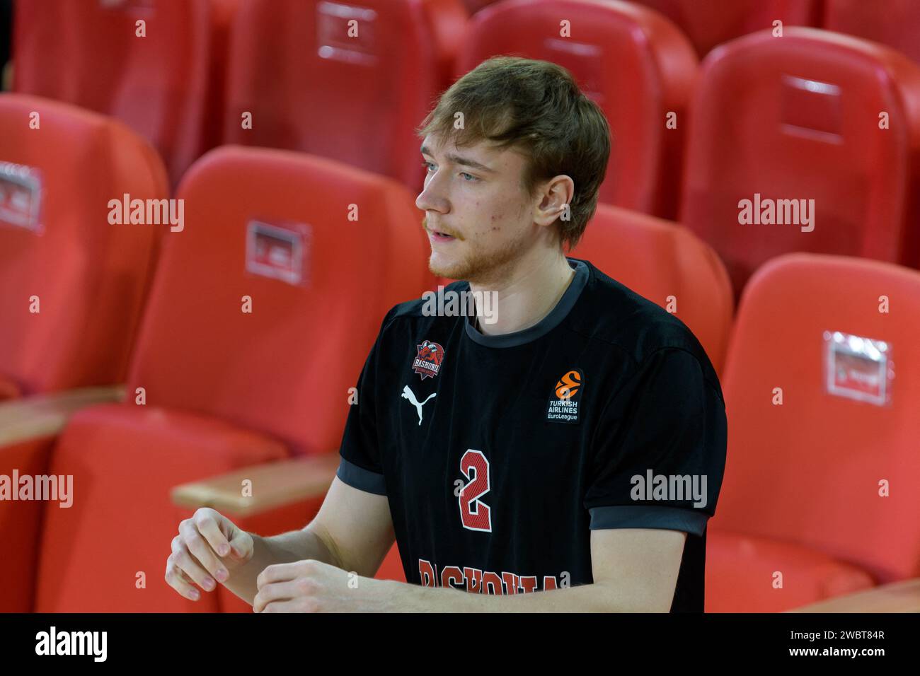 Baskonia player #2 Sander Raieste is seen training before the ...