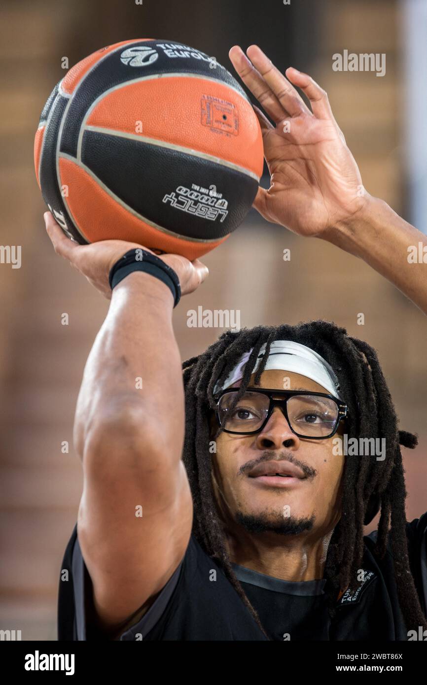 Baskonia player #95 Chima Moneke is seen training before the Euroleague ...