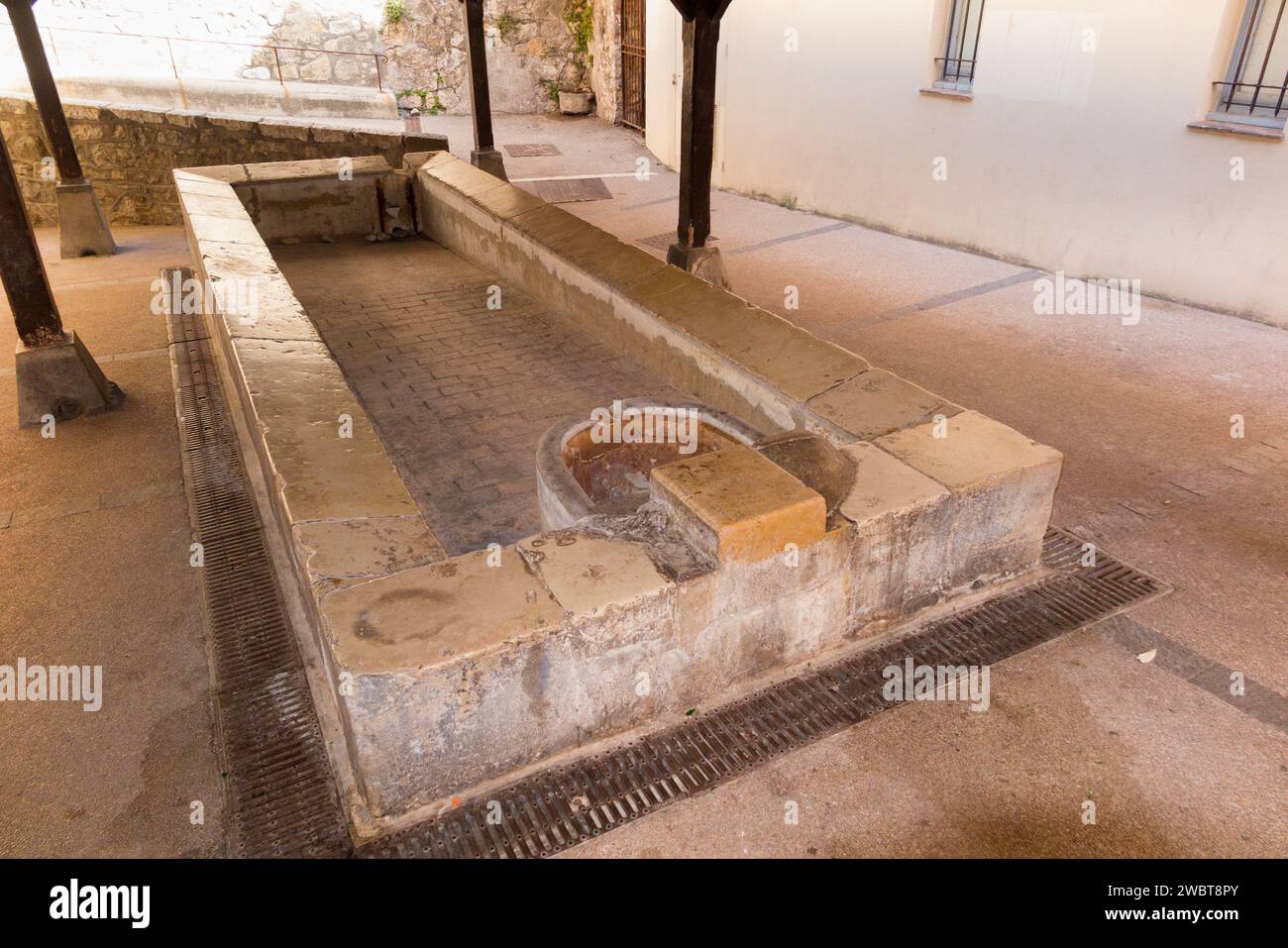 Communal public Lavoir, a stone sink trough to aid water hygiene. Old ...