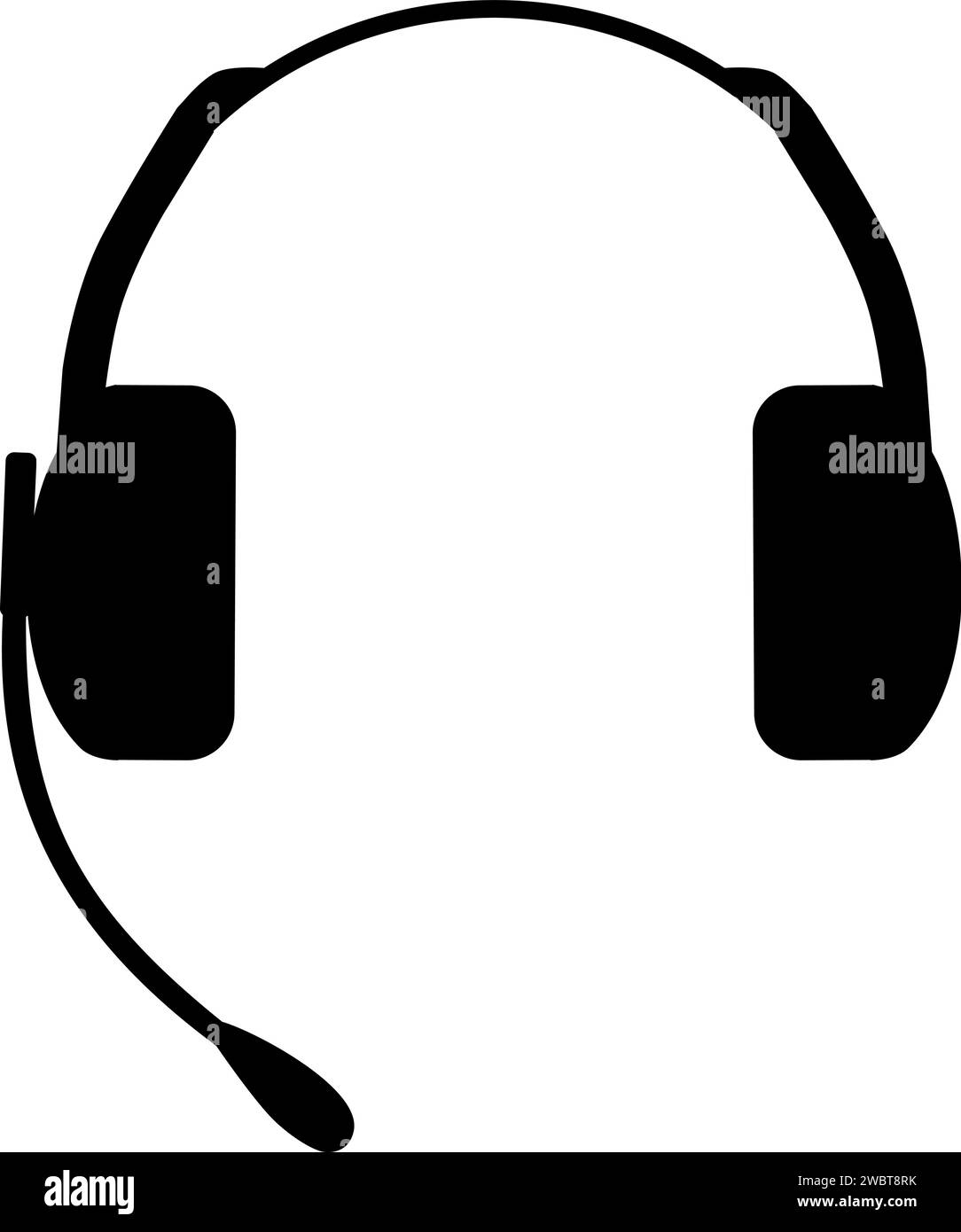 Headphones with Microphone Icon in flat style Stock Vector Image & Art ...