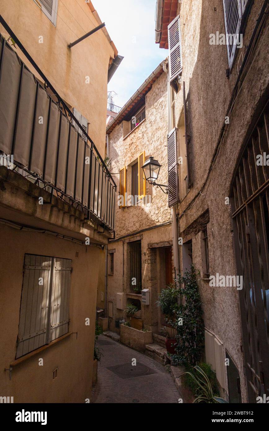 Typical residential small and narrow street with shade / quiet shaded ...