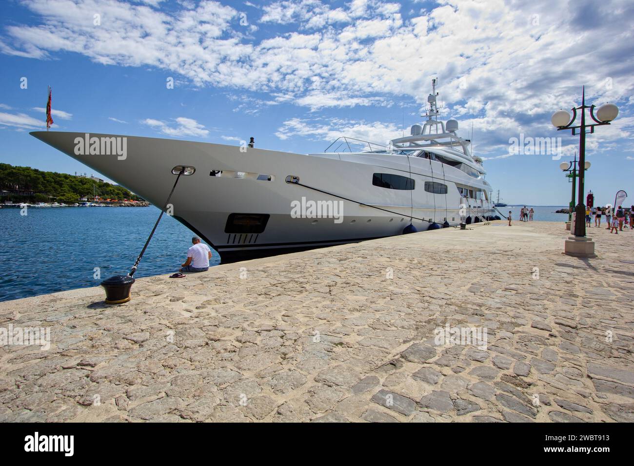 Huge luxury yacht Blanca (vessel) in the marina (port) in Krk town, Krk ...