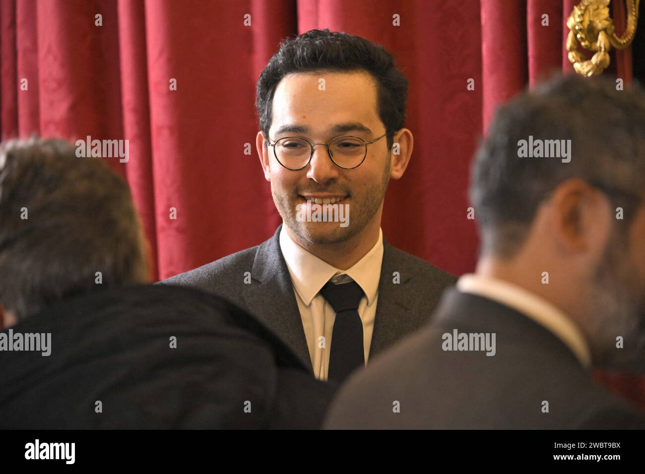 Paris, France. 12th Jan, 2024. Sacha Halphen during a handover ceremony ...
