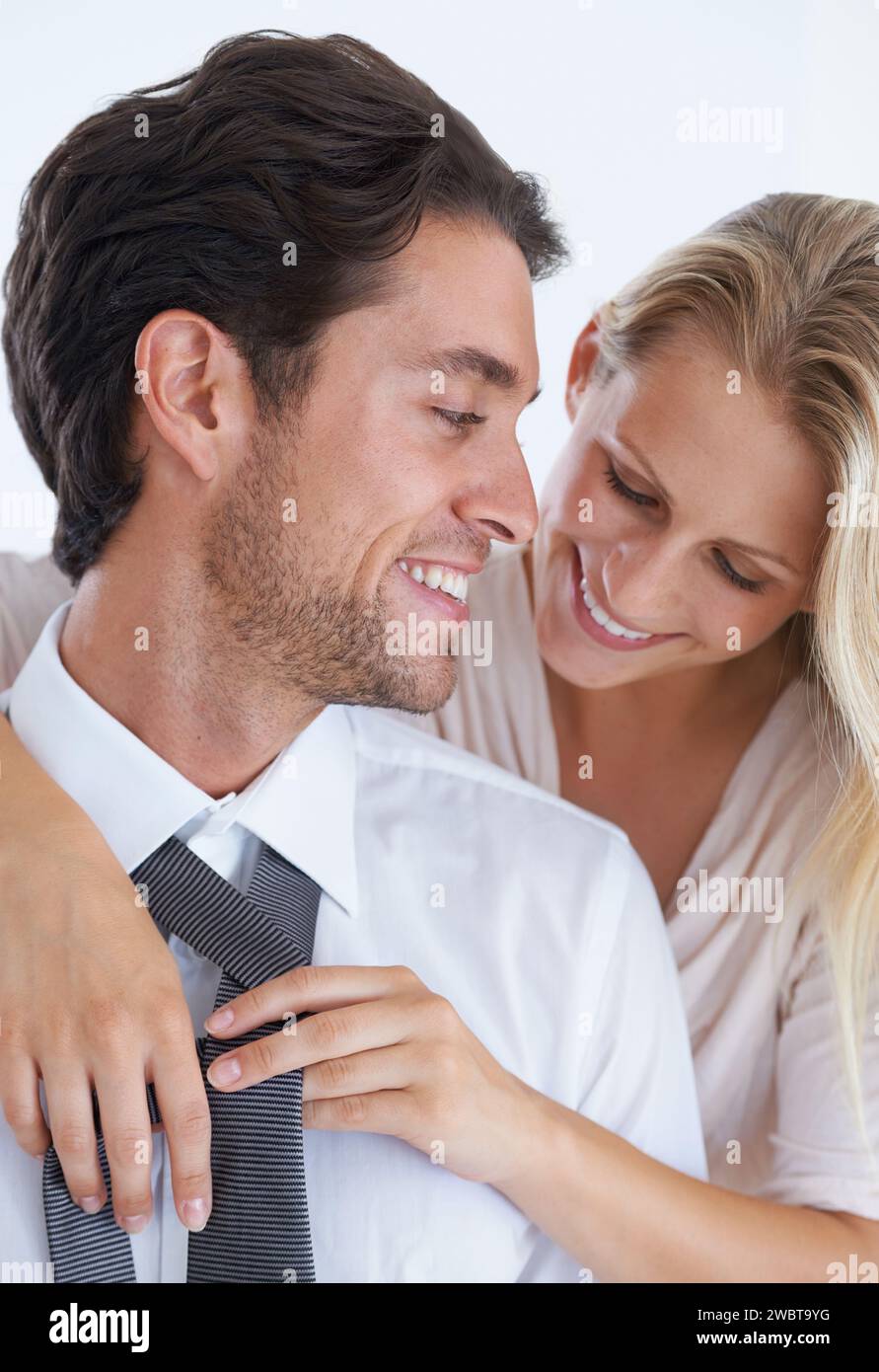 Couple getting ready work in hi-res stock photography and images - Alamy