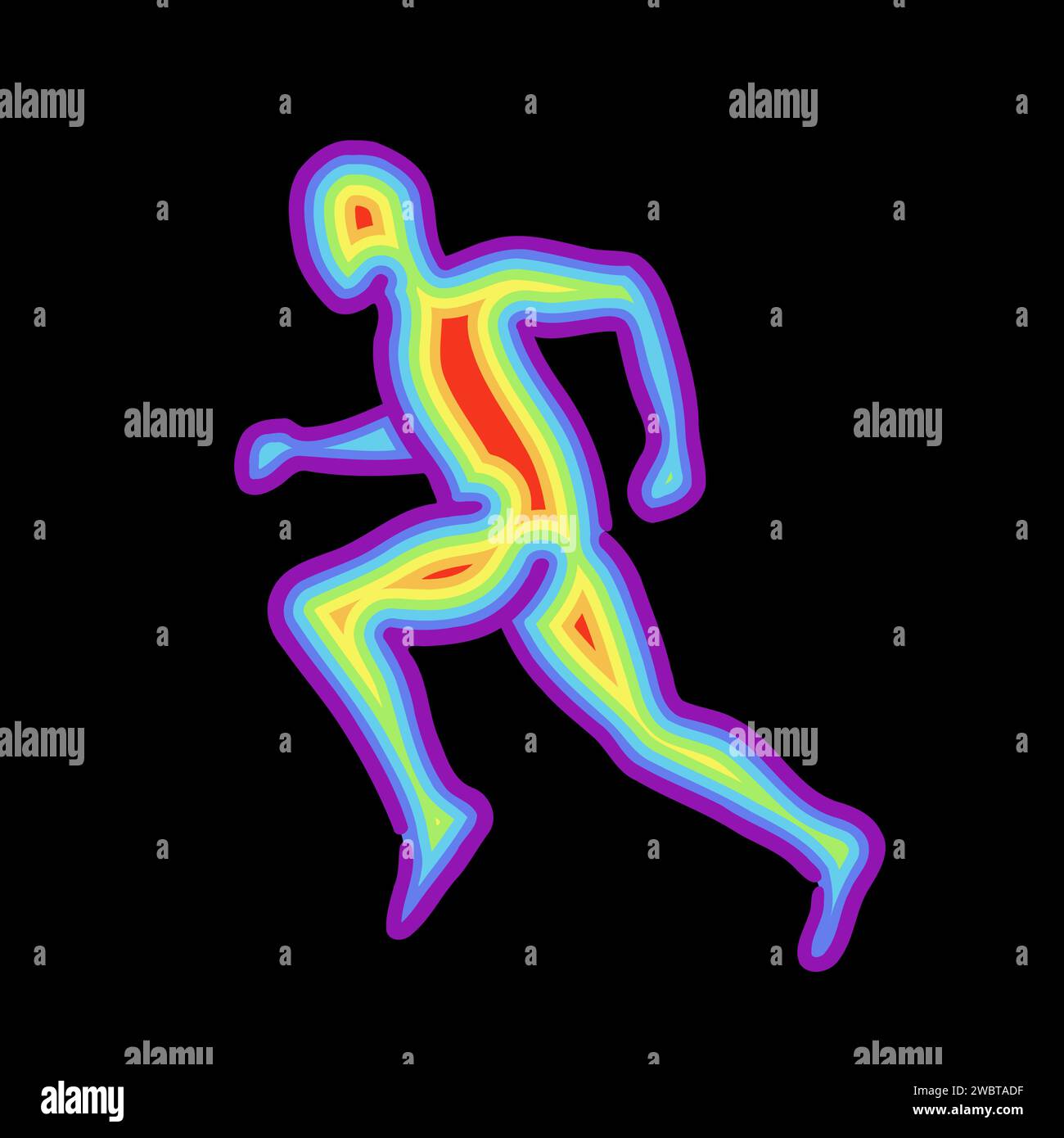 Running man vector design. Hand drawn sprinting athlete outline ...