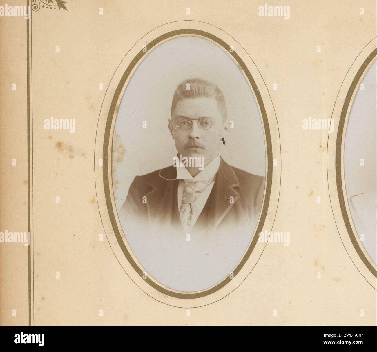 Portrait of a man with mustache, glasses and tie, Benjamin Sanders ...